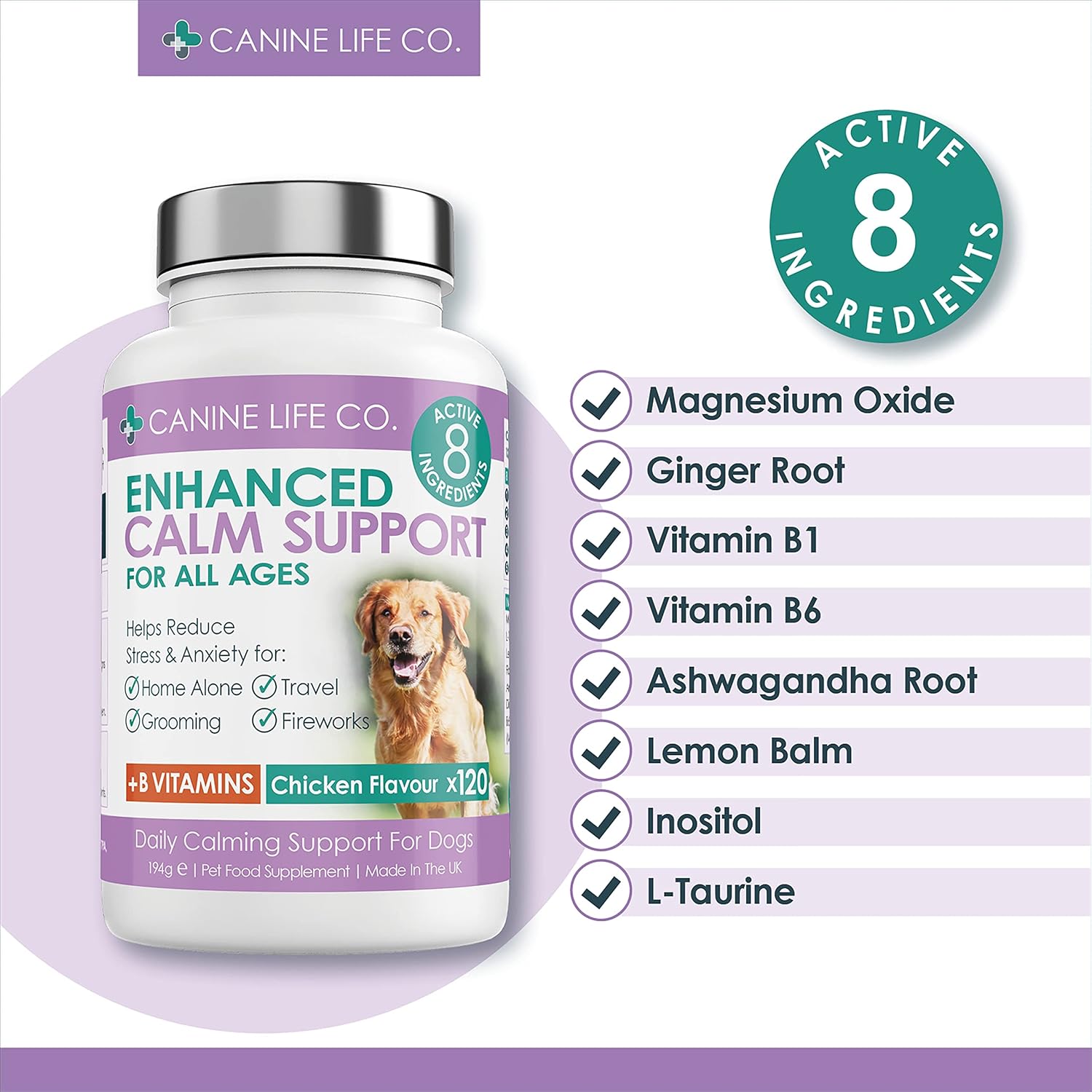 Enhanced Natural Dog Calming Tablets | Dog Calm Support Supplements ...