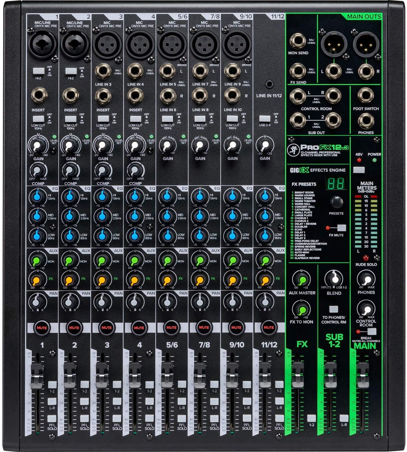Amazon.com: Mackie PROFX12 12-Channel Compact Effects Mixer with USB ...
