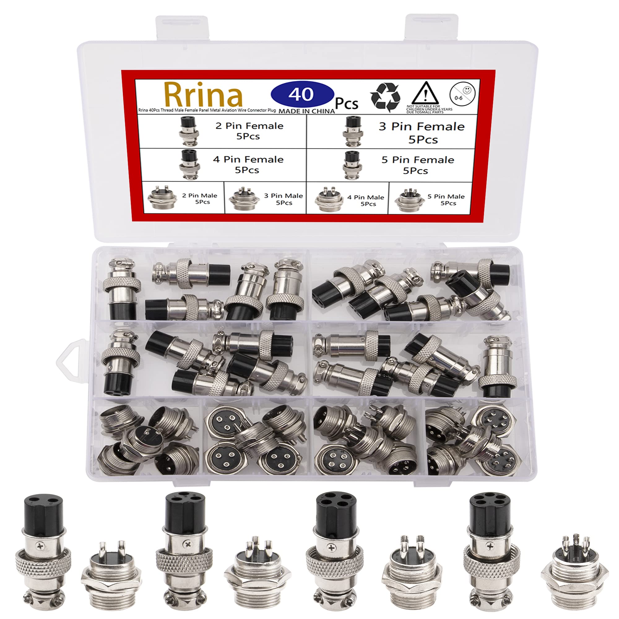 Amazon.com: Rrina 40Pcs Thread Male Female Panel Metal Aviation Wire ...