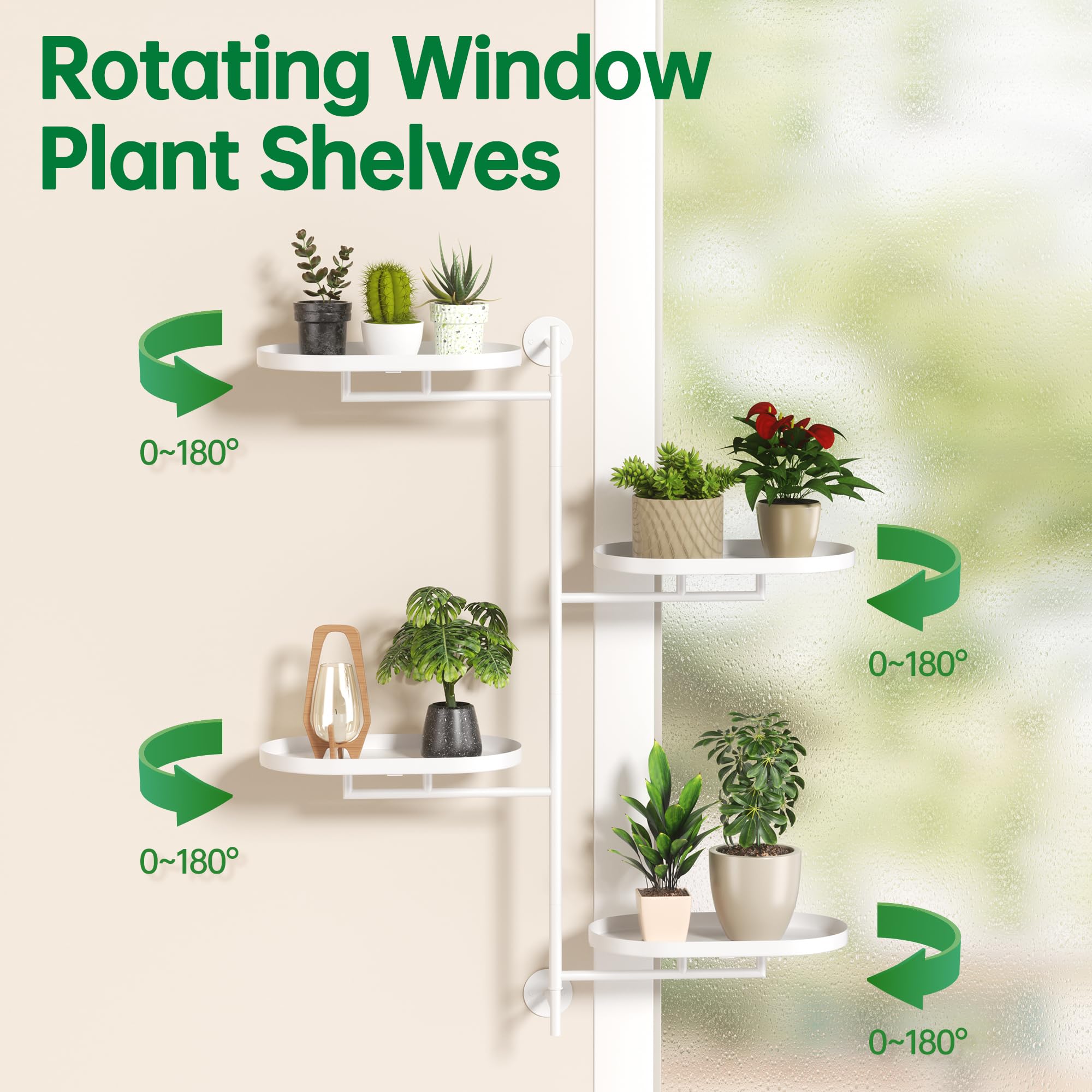 Wall Mount Plant Shelf YQSLYSF 4-Tier Rotating Window Plant Stand ...