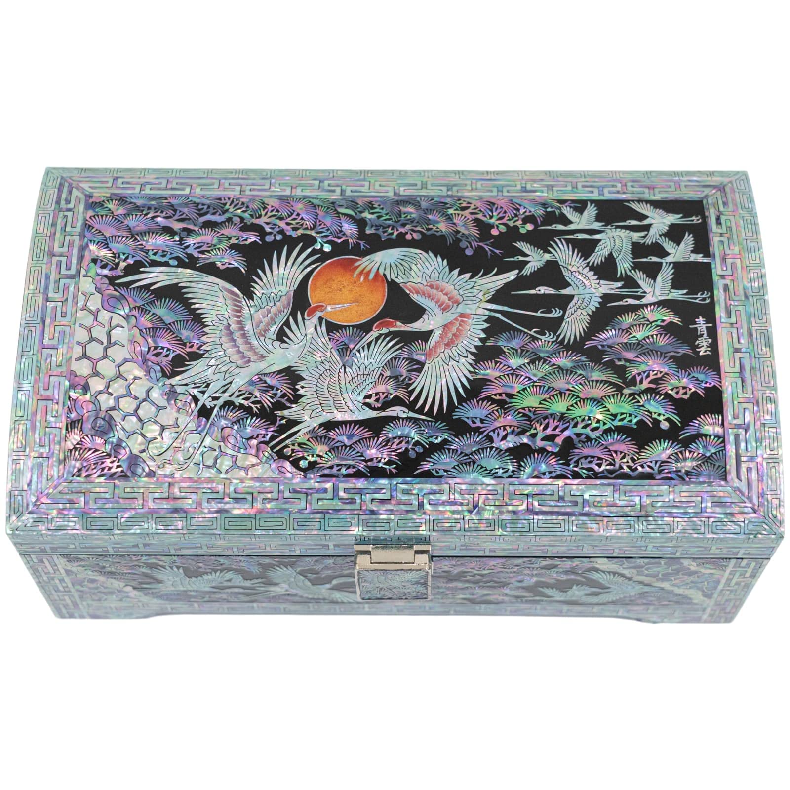 Amazon.com: February Mountain Elegant Mother of Pearl Jewelry Box with ...