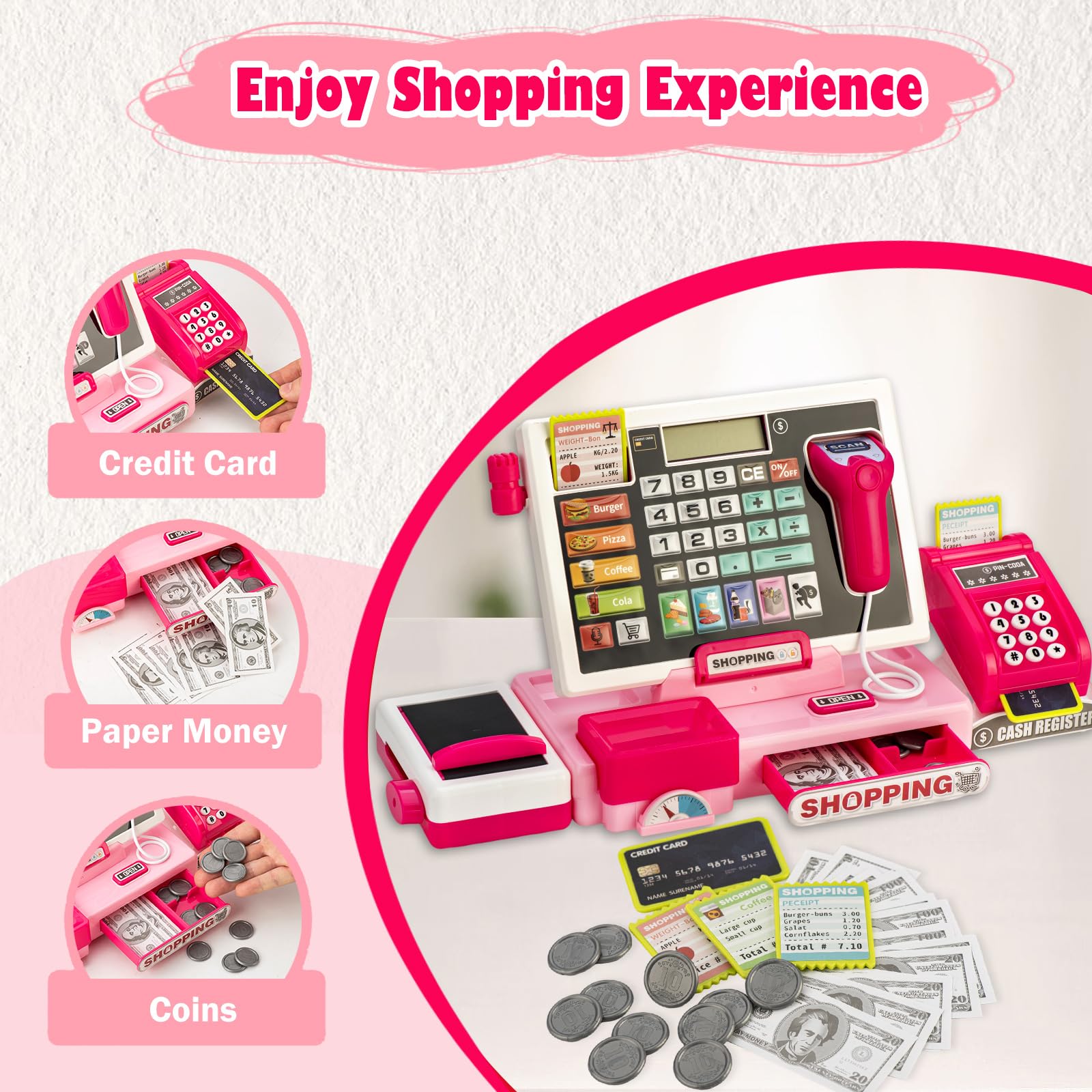 Toy Cash Register For Kids 8-12 WASAiKA Kids Cash Register Playset ...