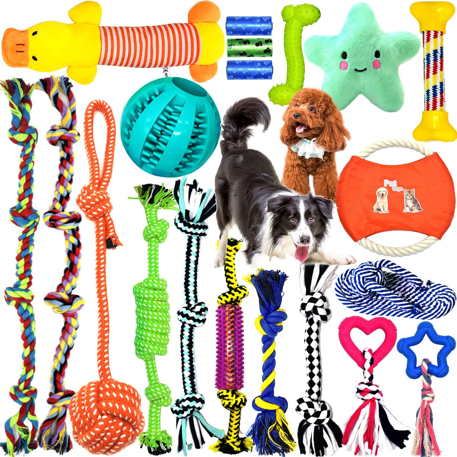 MULEVIP Hundespielzeug 20 Pcs Hundespielzeug Set,Hundeseile ...