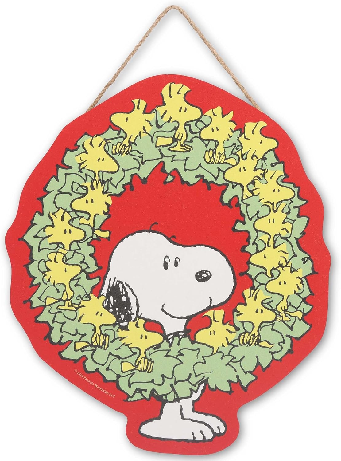 Amazon.com: Peanuts Snoopy in Woodstock Wreath Hanging Wood Wall Decor ...