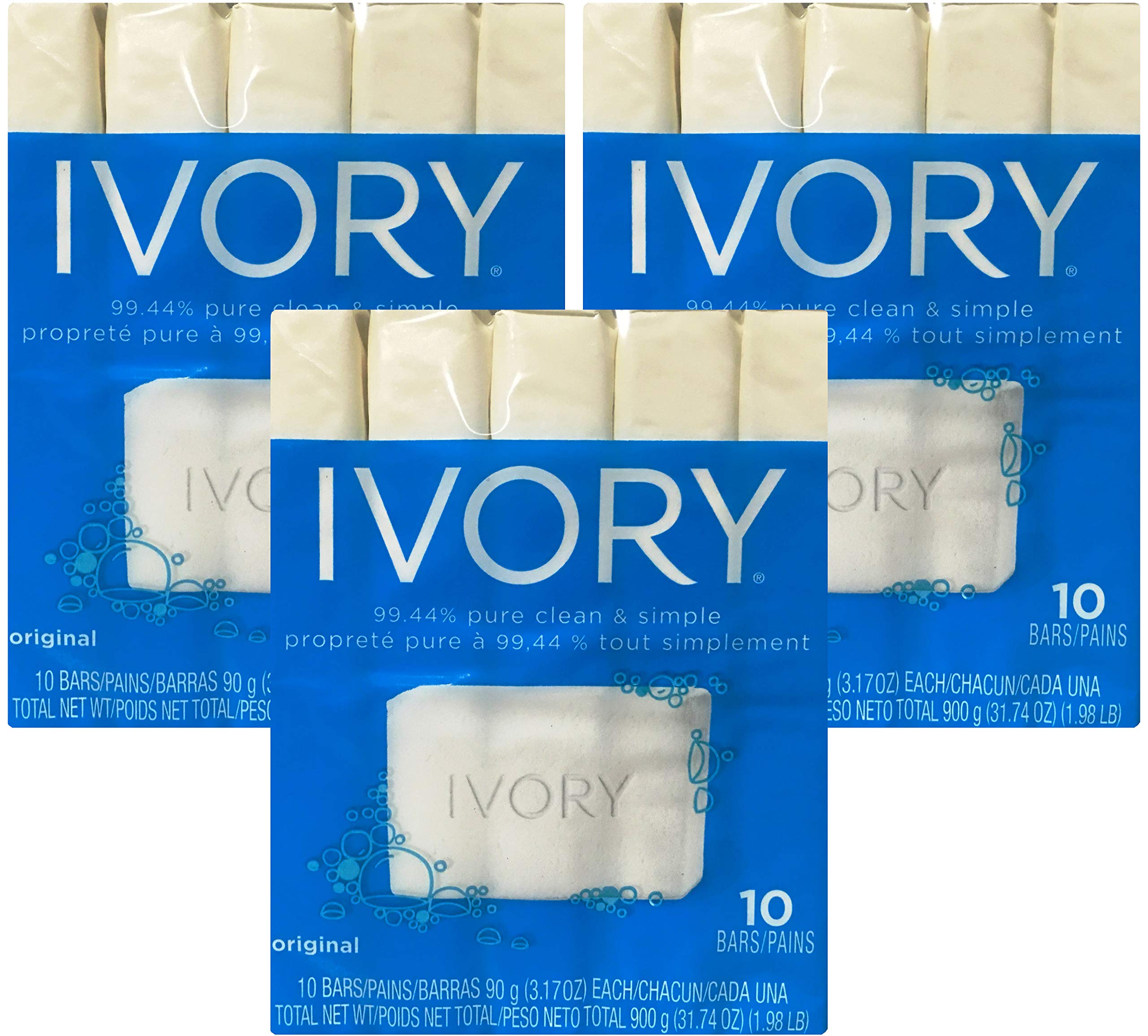 Amazon.com : Ivory Soap, Original 3.17 oz Bars 10 each, Pack of 3 (30 ...