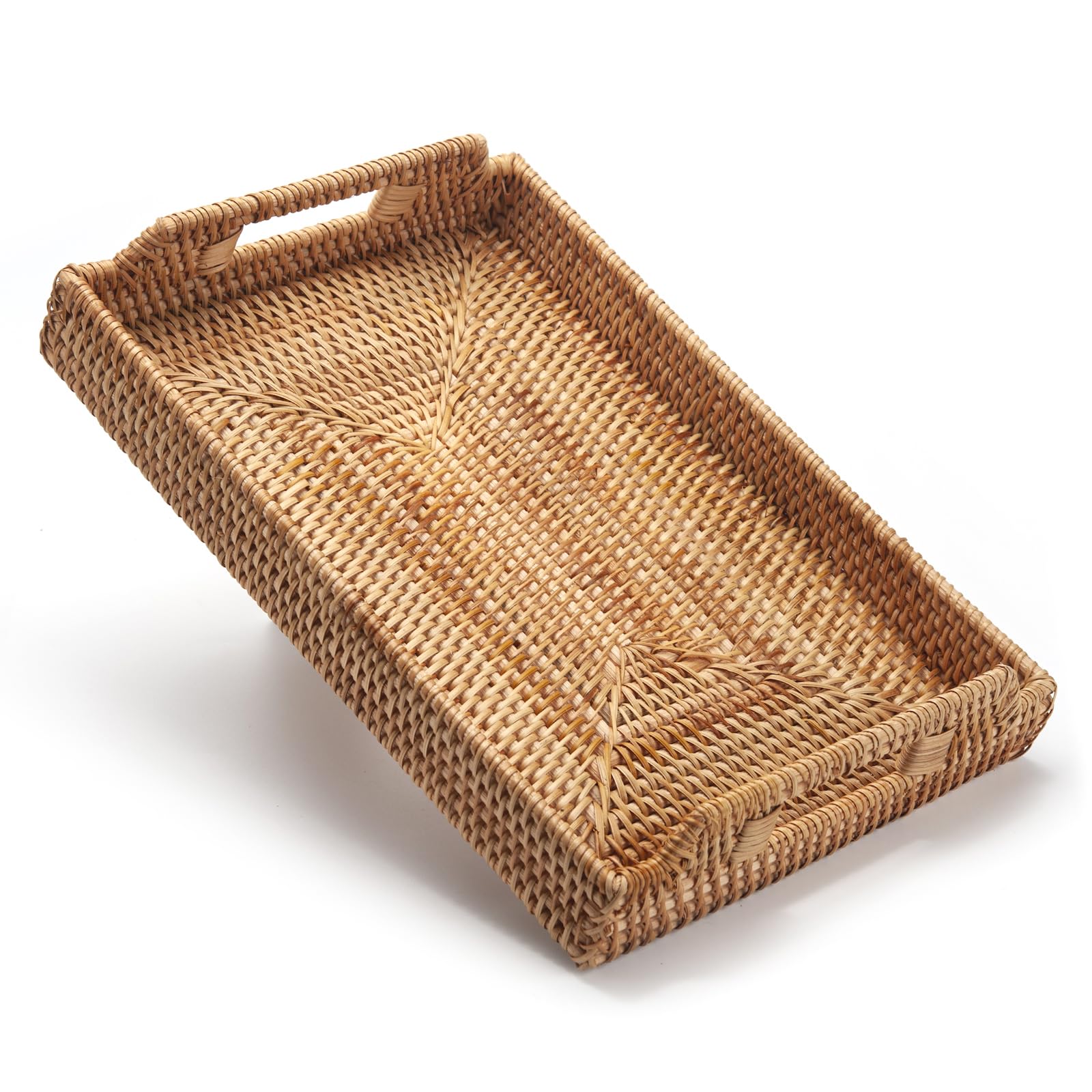 Amazon.com: Rattan Serving Tray, Hand Woven Tray with Handles ...