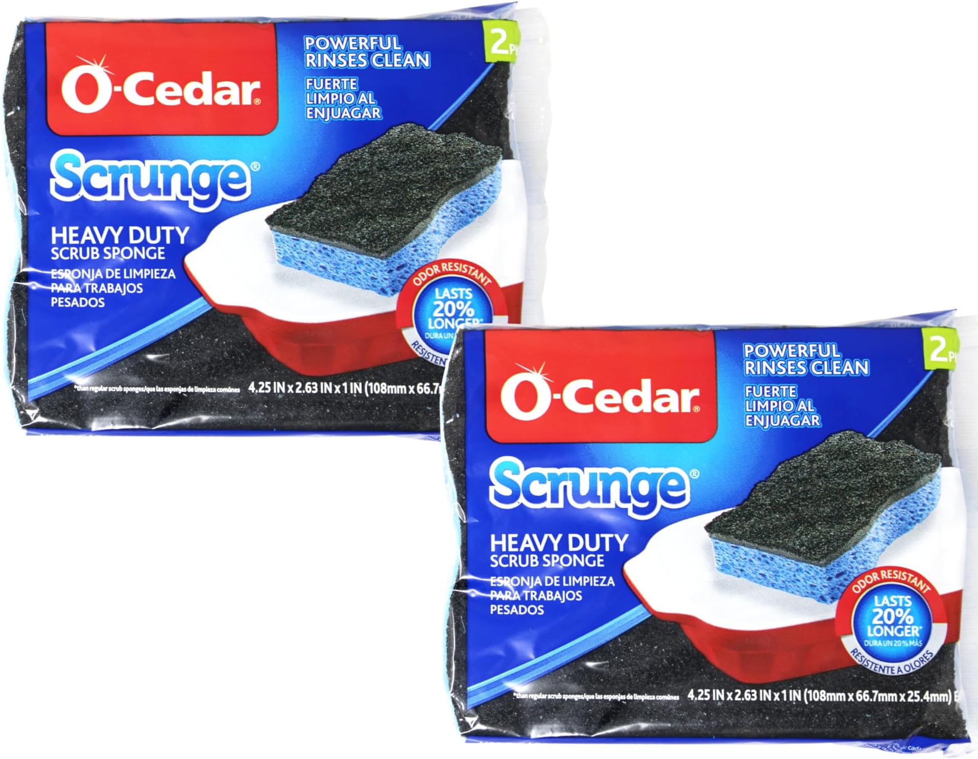 Amazon.com: O-Cedar Scrunge Heavy Duty Sponge for Non-Scratch 7.5 in. L ...