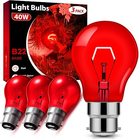 DECK INN Pack of 4 40W Red Fireglow Light Bulbs Bayonet BC B22 for ...
