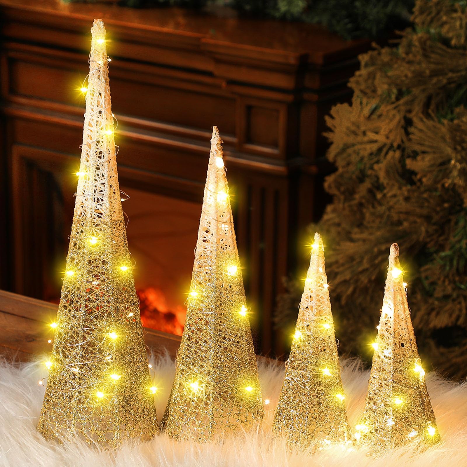 Amazon.com : Juegoal 11.6 Inch Lighted Christmas Table Decorations with ...