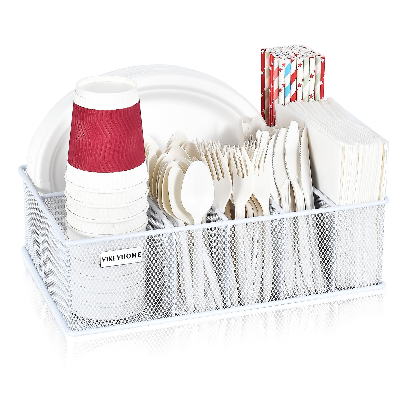 Amazon.com - VIKEYHOME Paper Plate Organizer, Metal Silverware Caddy ...