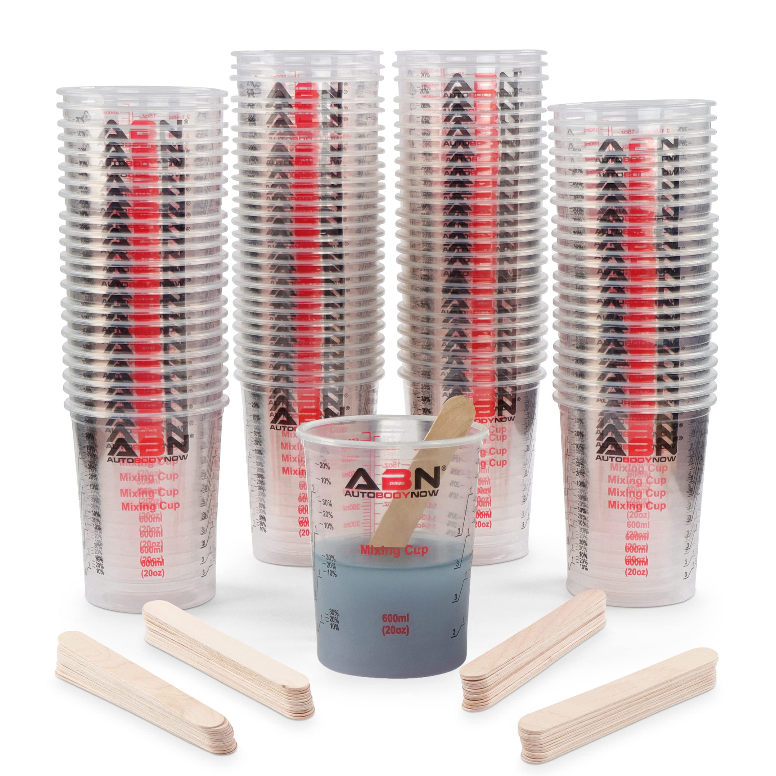 ABN Flexible Graduated Plastic Mixing Cups Paint Mixing Cups 100pc ...