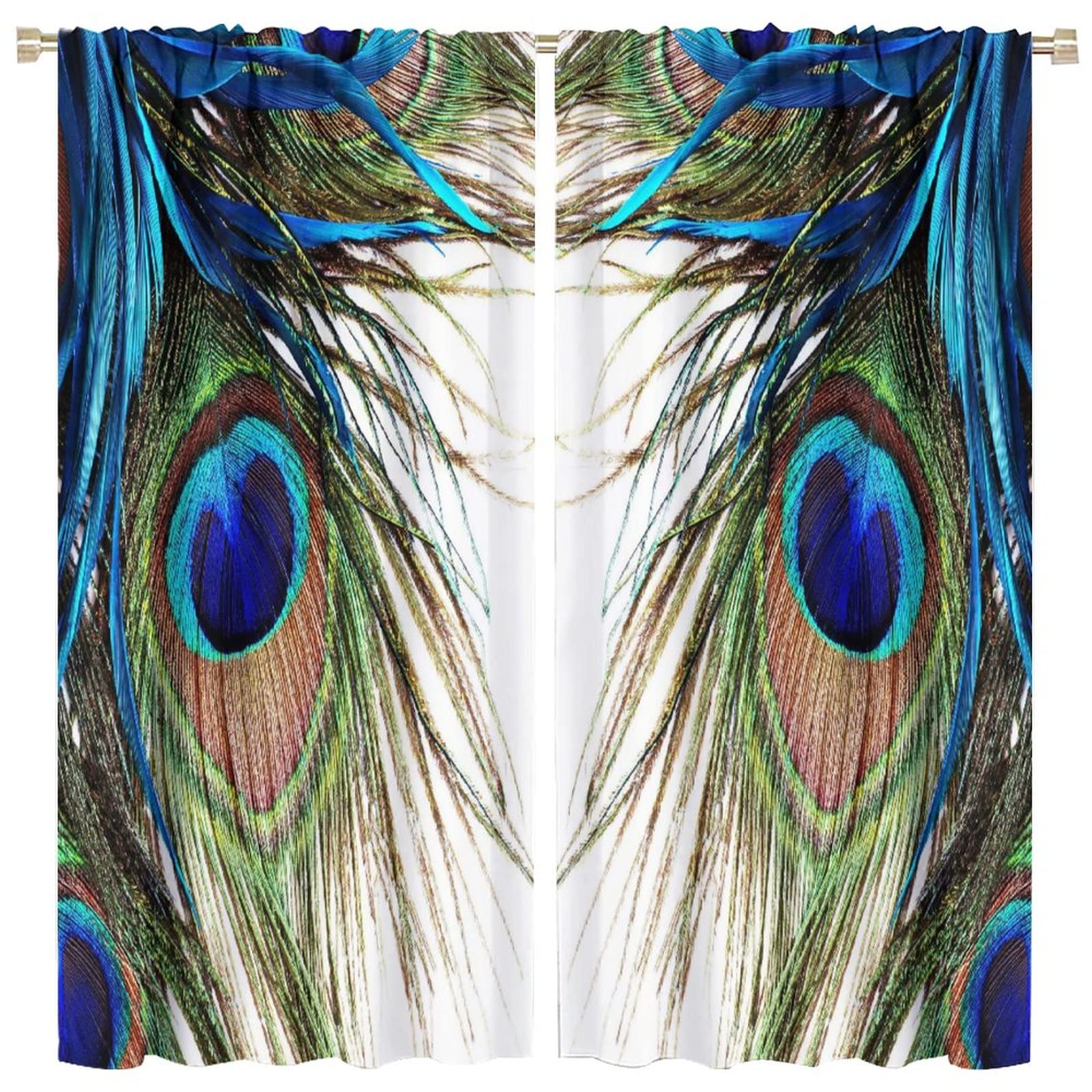 Amazon.com: Peacock Feather Curtains for Living Room, Vintage Fashion ...