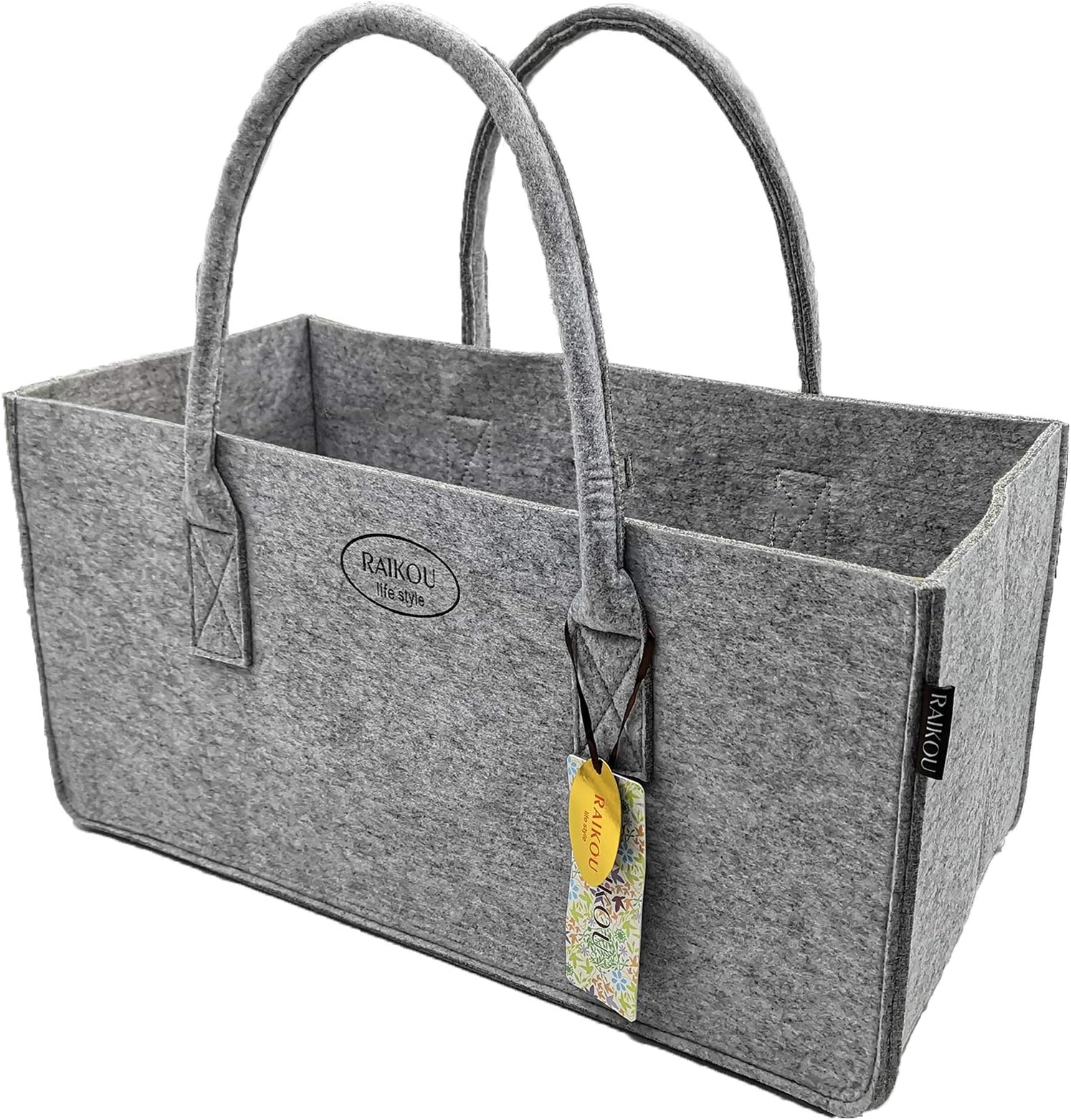 Filztasche Hellgrau Kaminholztasche Filzkorb Kaminholztasche ...