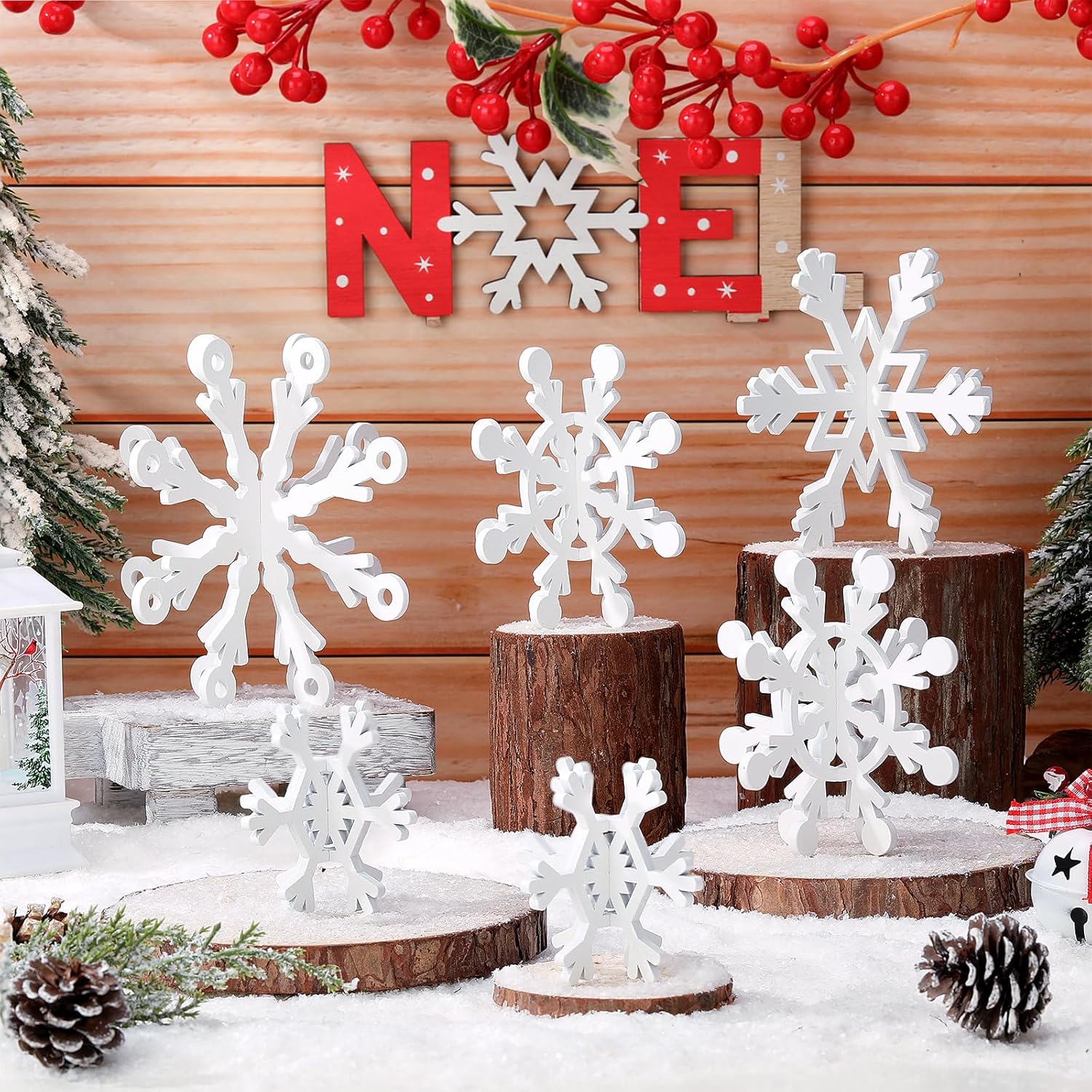 Amazon.com: Capoda 24 Pcs Christmas Wooden Snowflake Decor Winter Wood ...