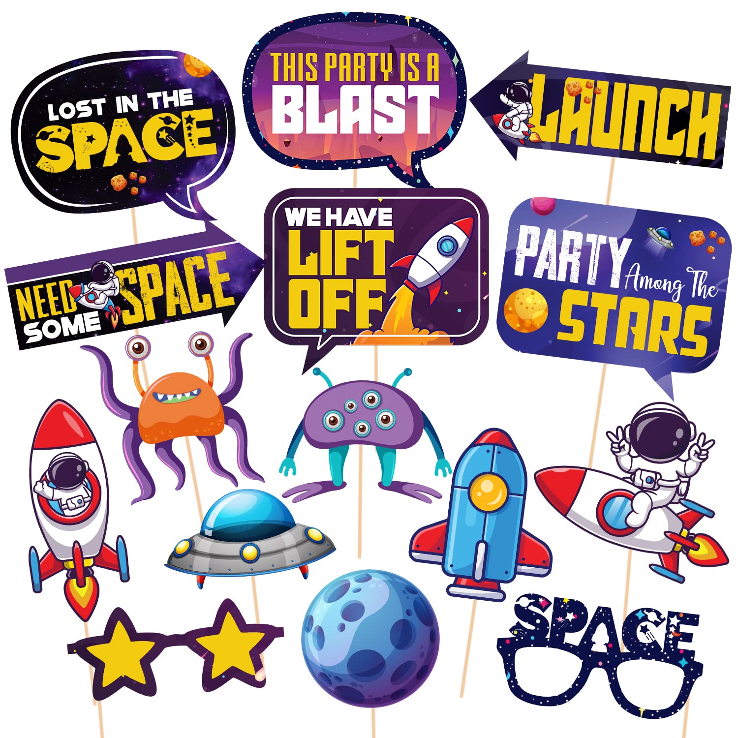 Zyozique 15 Space Photo Booth/Space Props for Birthday/Space Theme ...