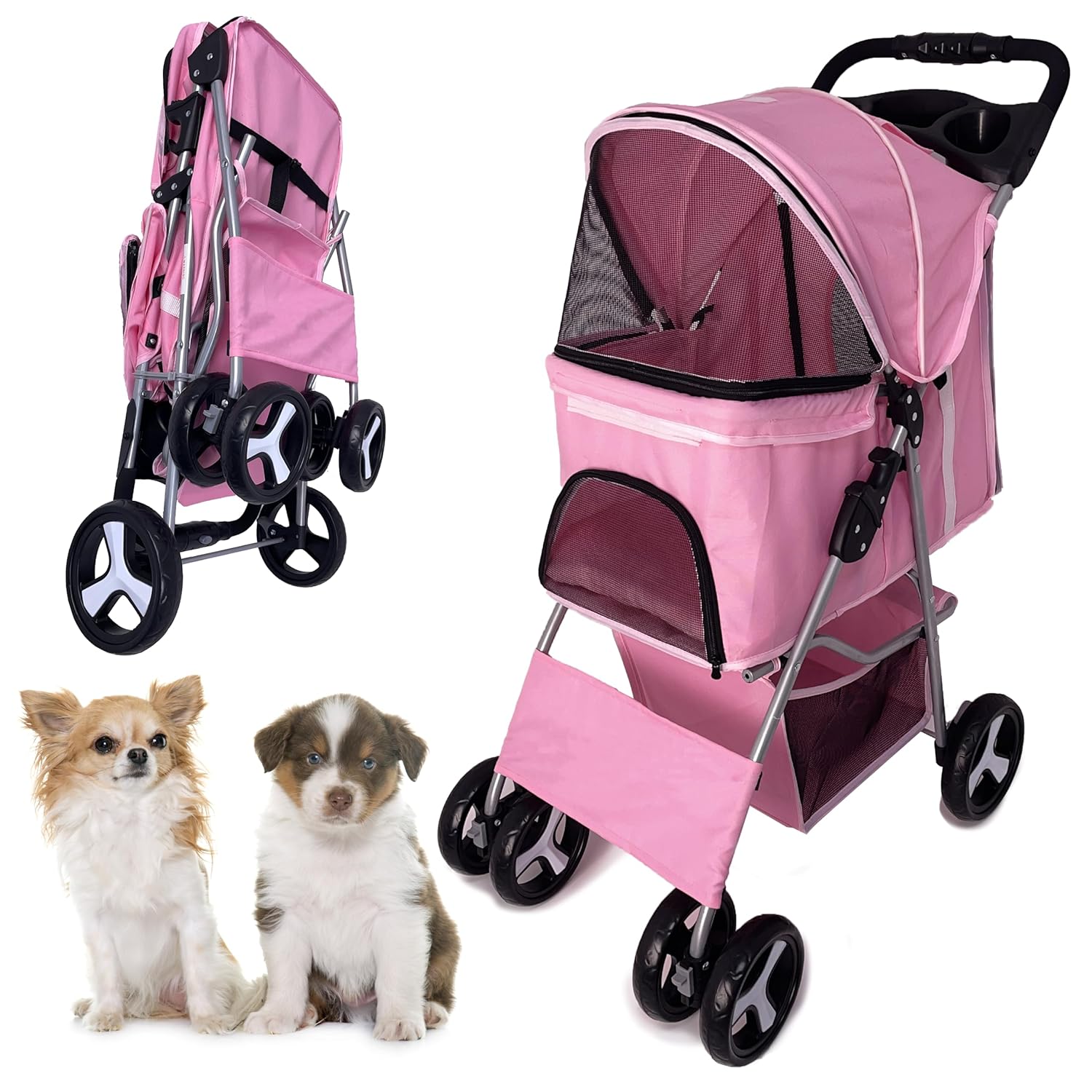 Amazon.com: Htlpet Small Dog Stroller, Pet Stroller for Small Dogs Cats ...