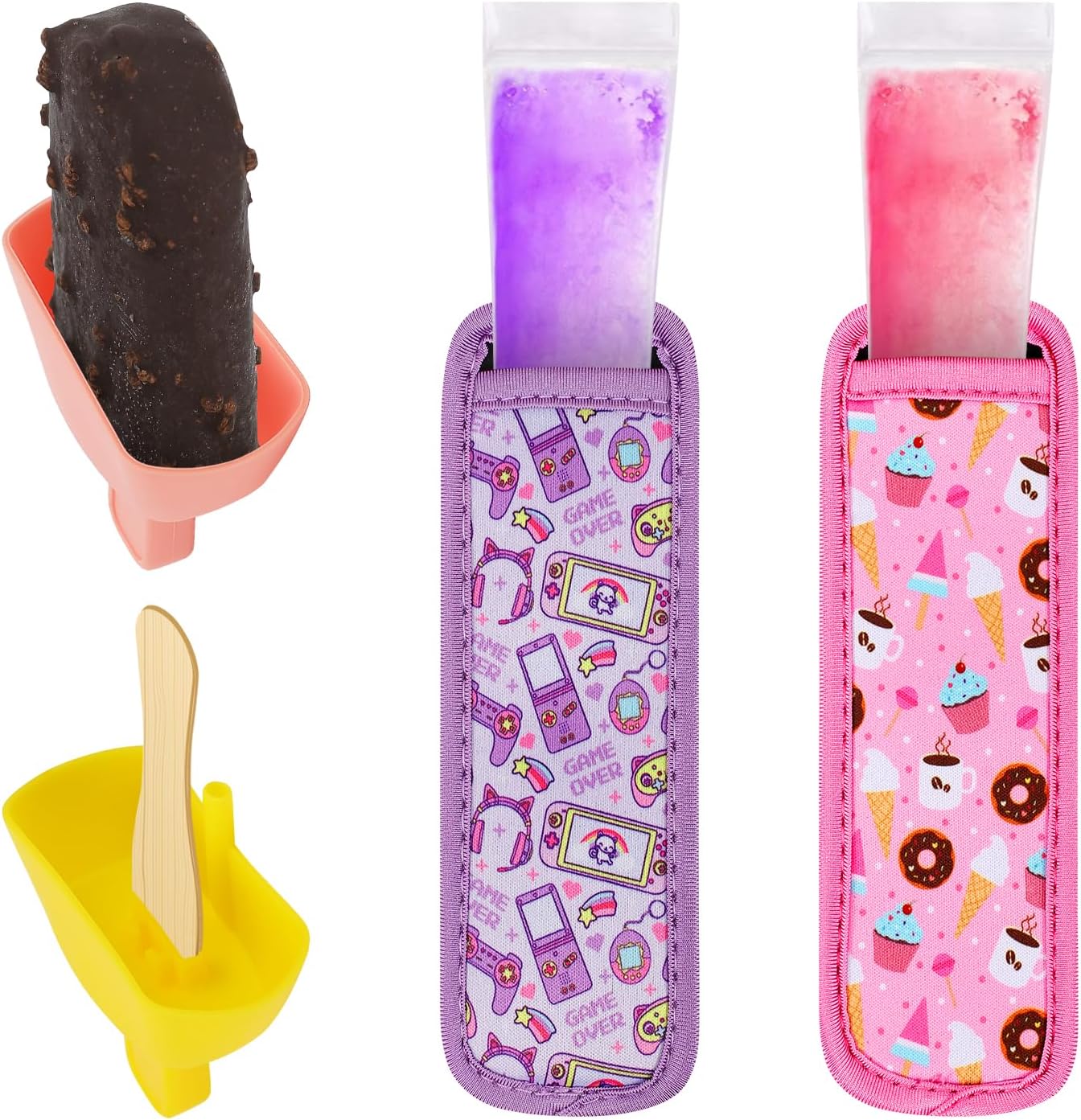 Amazon.com: Silicone Popsicle Holders for Kids, Mess-Free Frozen Treats ...