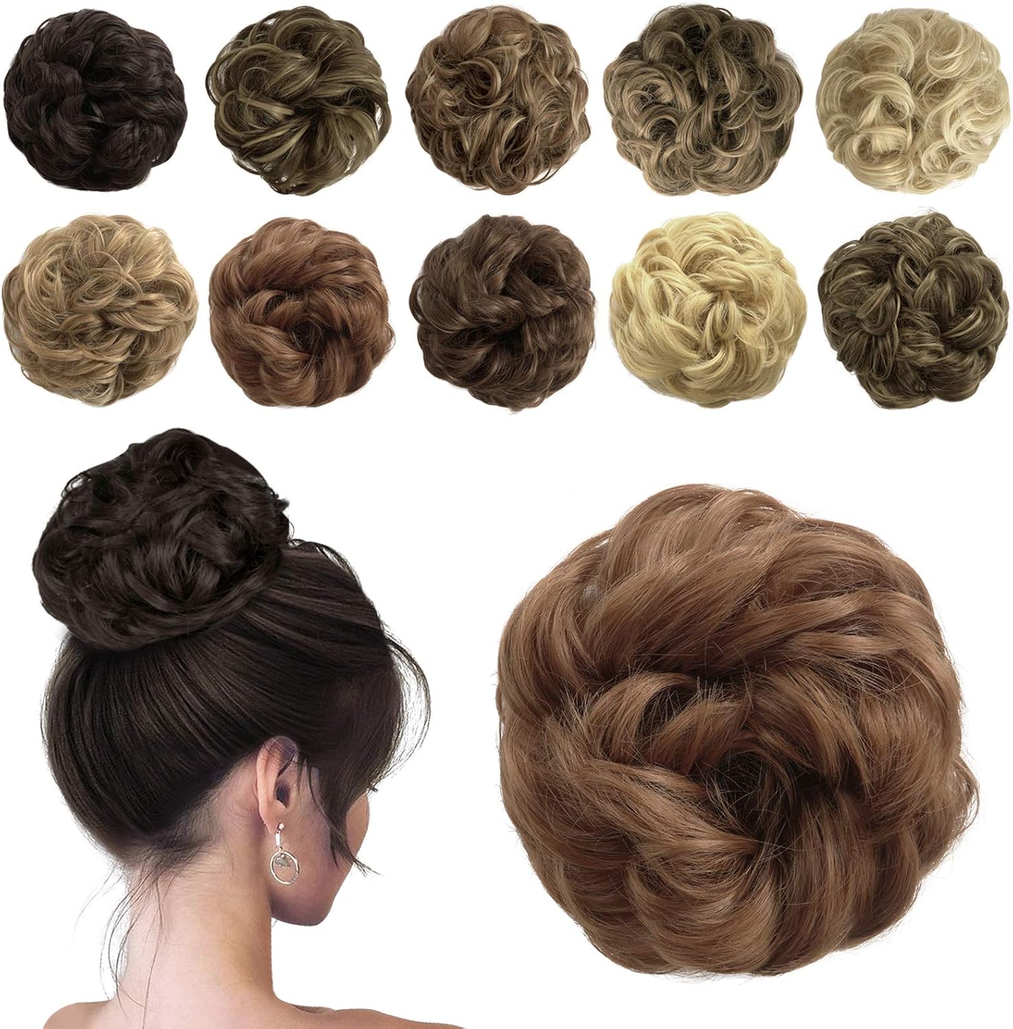 Sofeiyan Messy Bun Hair Piece Synthetic Curly Updo Hair Scrunchies ...