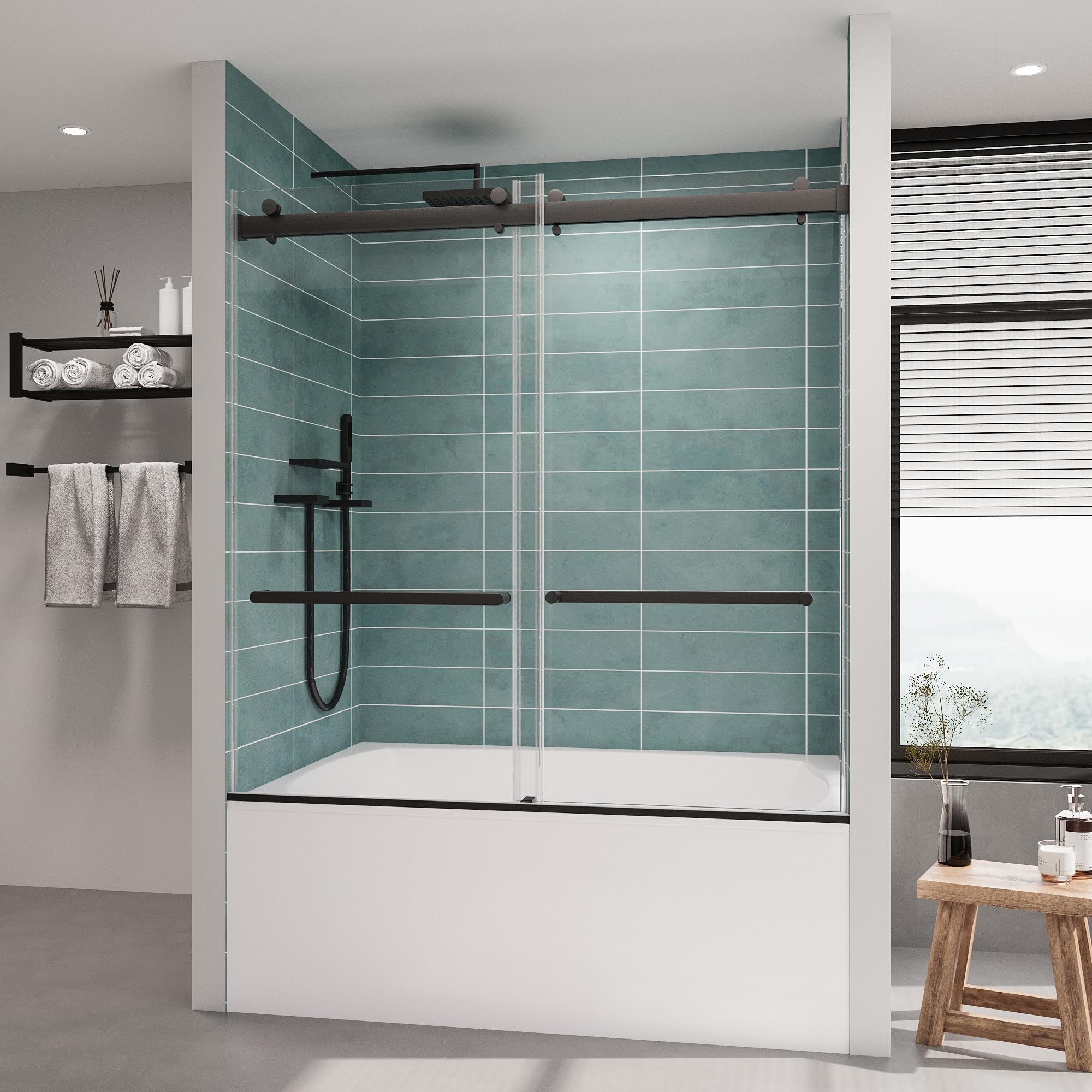 Bathtub Shower Glass Sliding Door, Fixed Framed Bypass Tub Glass Doors ...