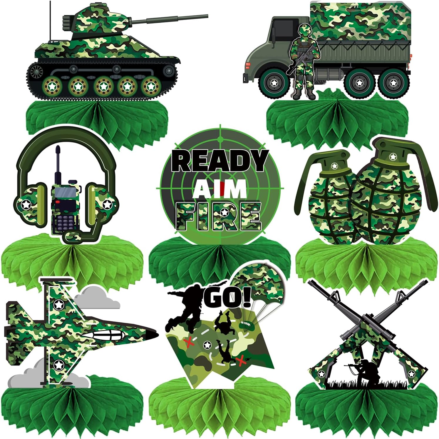 Amazon.com: 8Pcs Camouflage Birthday Party Supplies,Army Military ...