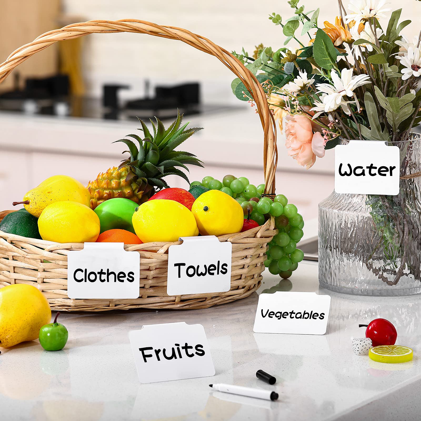 Snapklik.com : Chrisfall 18 Pcs White Basket Labels Clip On Removable ...