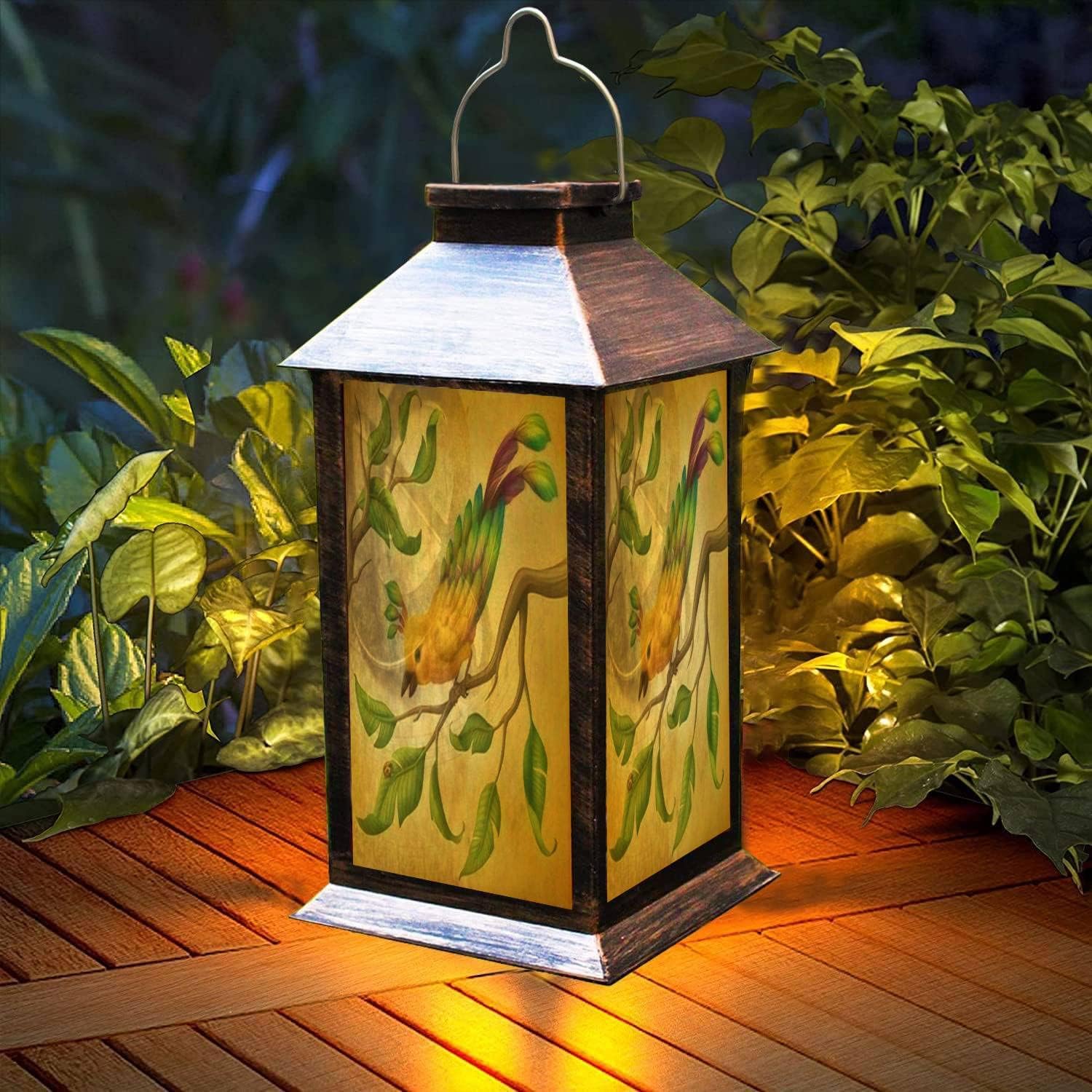 Amazon.com: Hanging Solar Lantern Decorative Paradise Yellow Bird ...