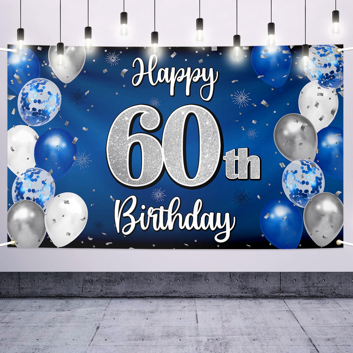 Amazon.com: Nelbiirth Happy 60th Birthday Decorations,60th Blue ...