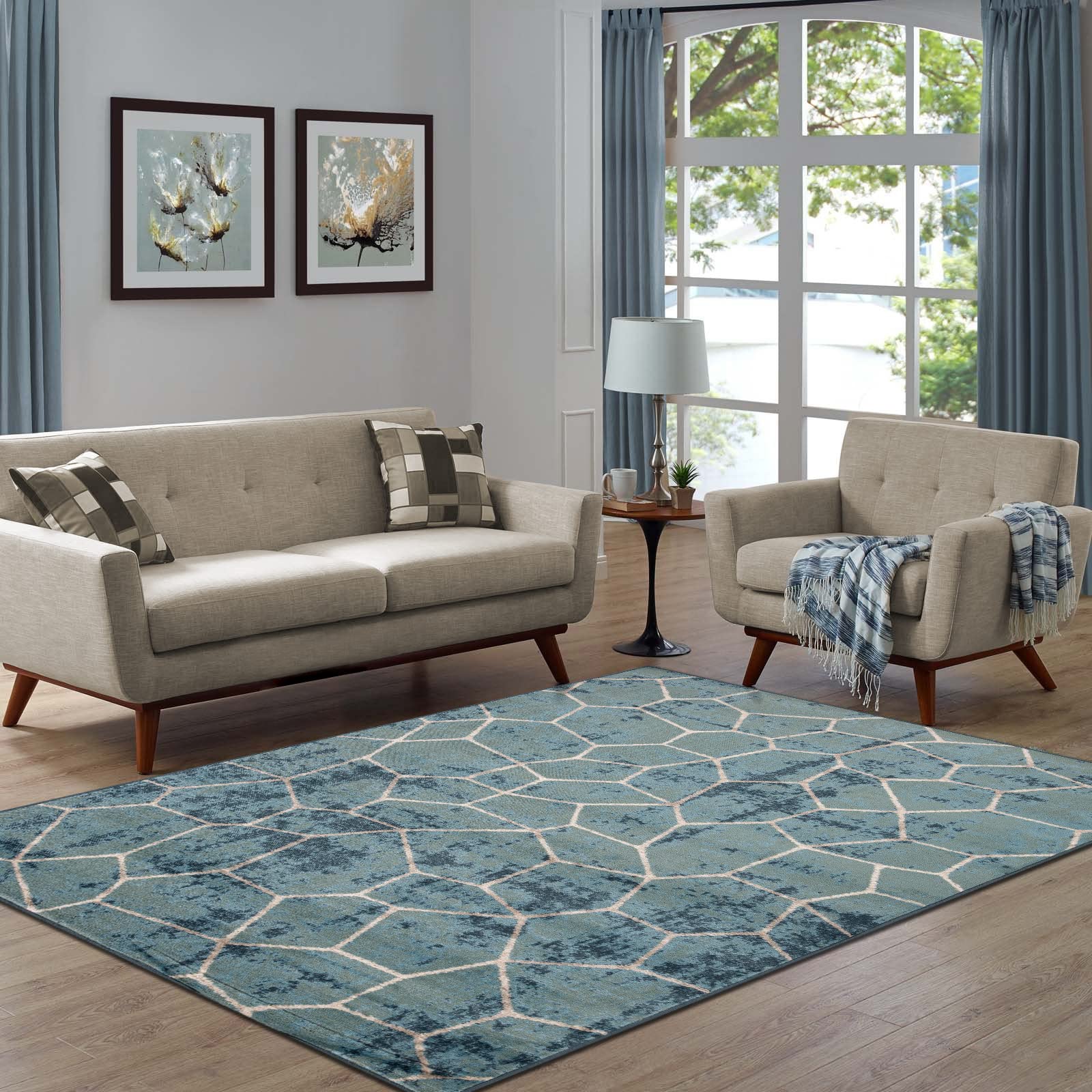 SUPERIOR Indoor Small Area Rug, Geometric Style with Jute Backing ...