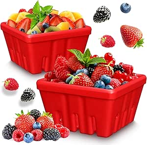 Amazon.com: Qinyoung 2 Pcs Ceramic Berry Basket 5 Inch Square Fruit ...