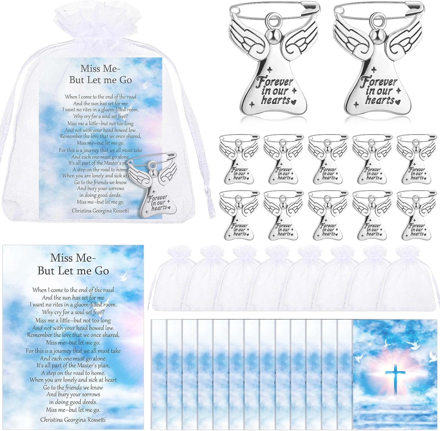 Amazon.com: SATINIOR 100 Sets Funeral Favors Include 100 Memorial Pins ...