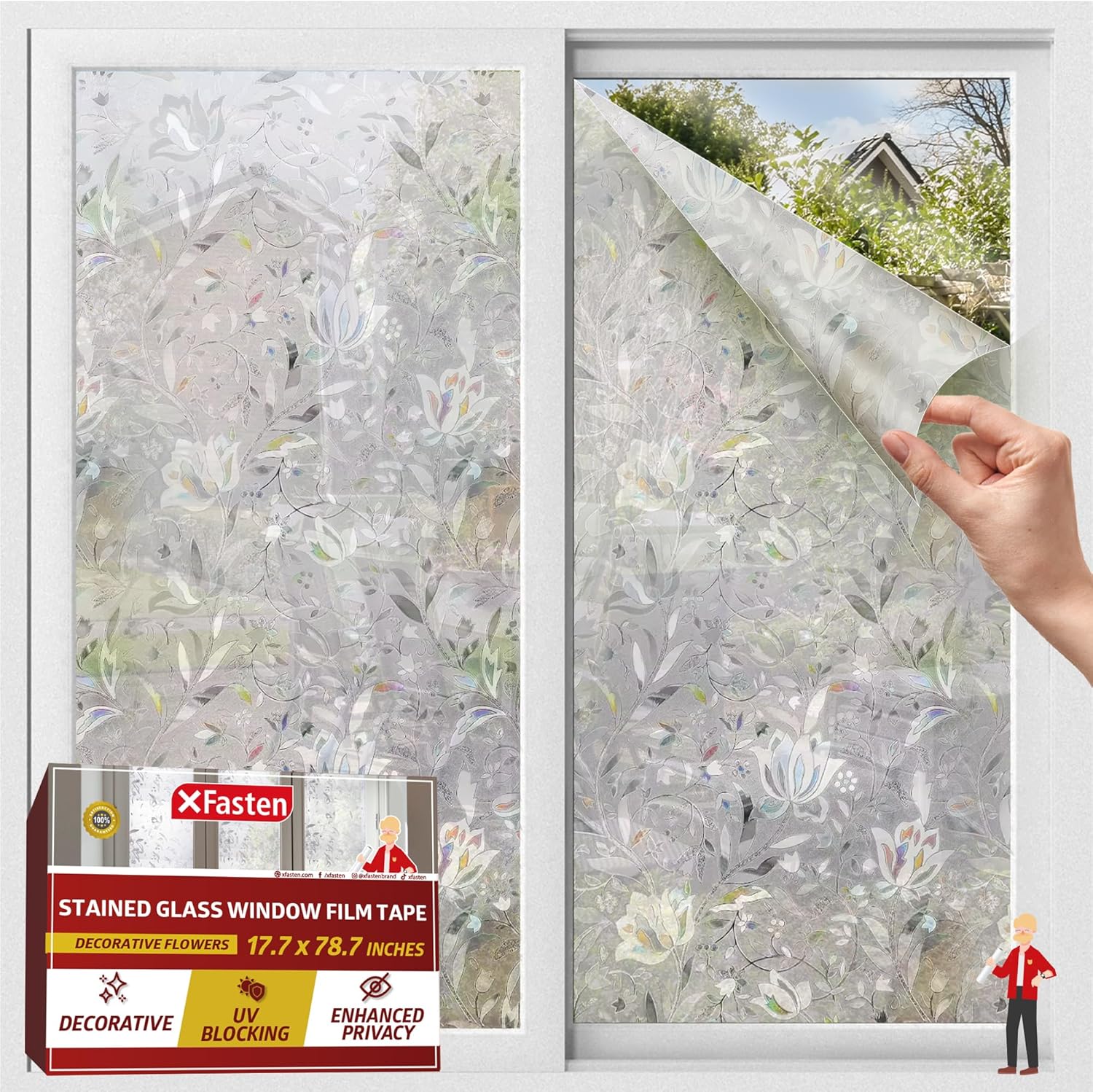 Amazon.com: XFasten Window Privacy Film 17.7 x 78.7 Inch Removable ...