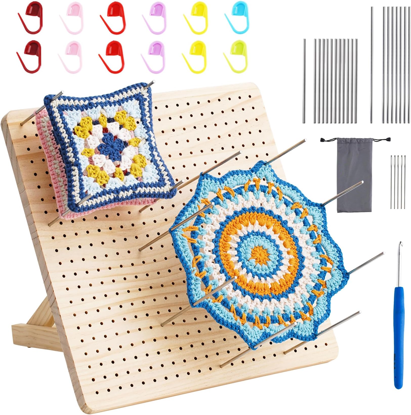 Amazon.com: 11.8 Inches Wooden Crochet Blocking Board, Granny Square ...