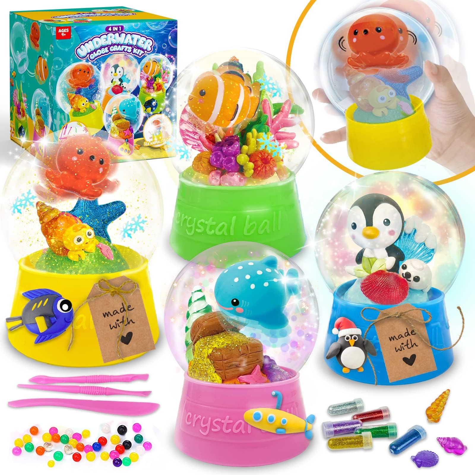 Amazon.com: Creativity for Kids Make Your Own Holiday Snow Globes ...