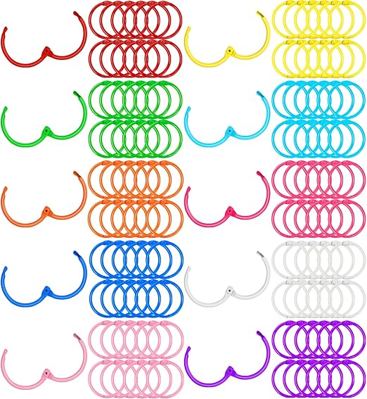 Amazon.com : 240 Pcs Loose Leaf Binder Rings, Colorful Metal Book Rings ...