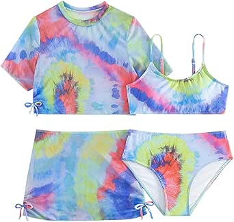 Girls Bathing Suits Size 14 Girls 4 Piece Swimsuits Tie Dye Bikini Set ...