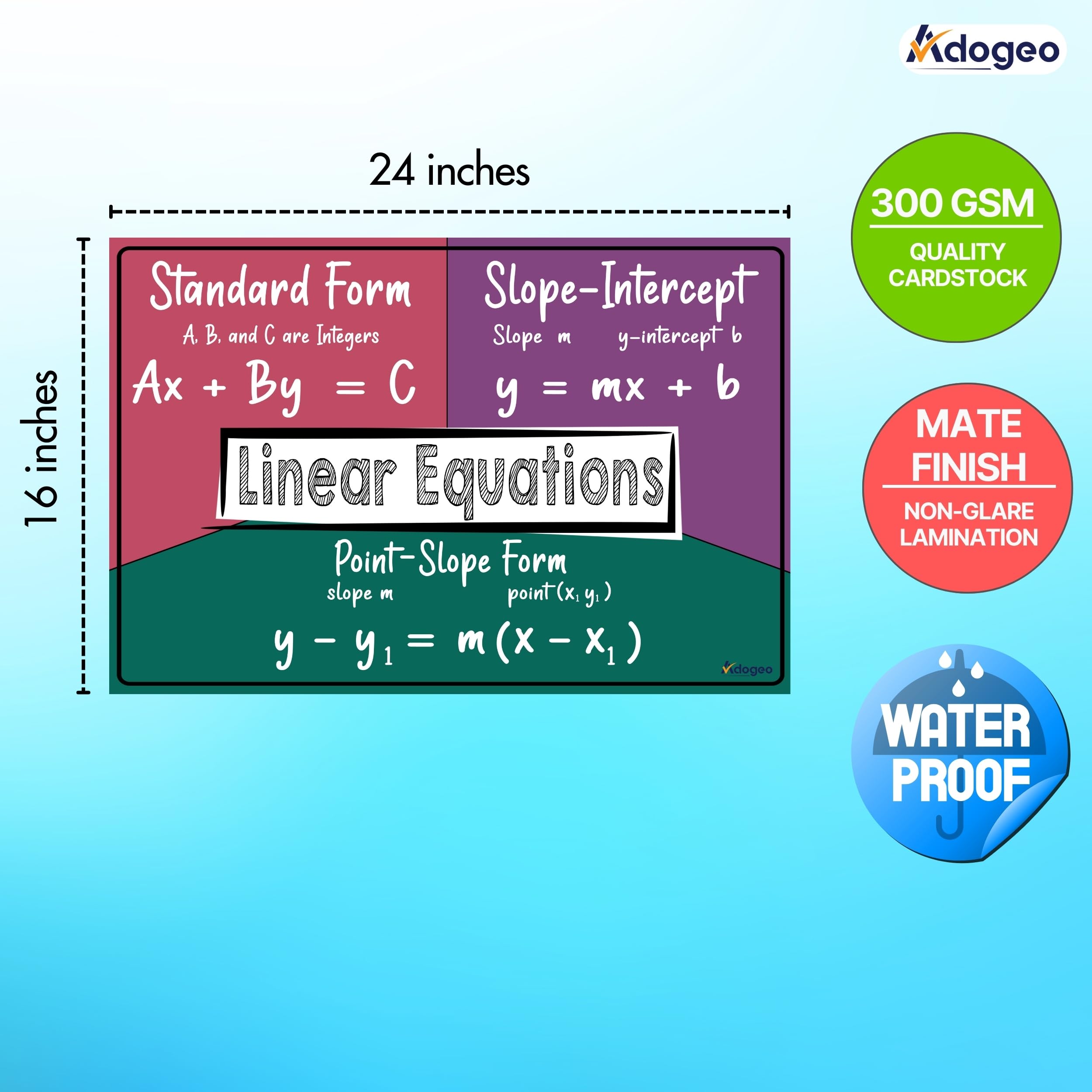 Snapklik.com : ADOGEO Linear Equations Math Poster - 8th Grade & High ...