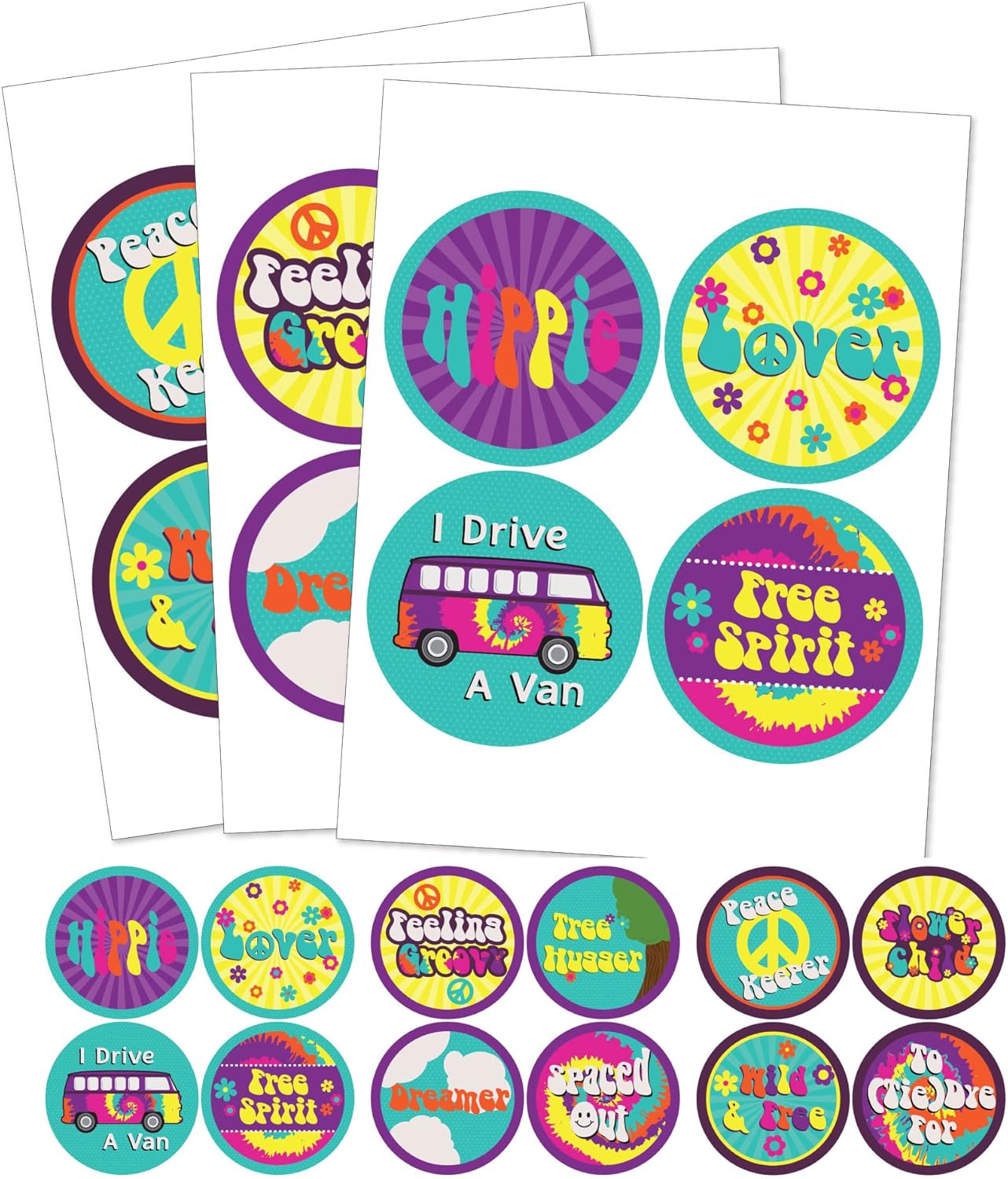 Amazon.com: 60's Hippie - 1960s Groovy Party Funny Name Tags - Party ...