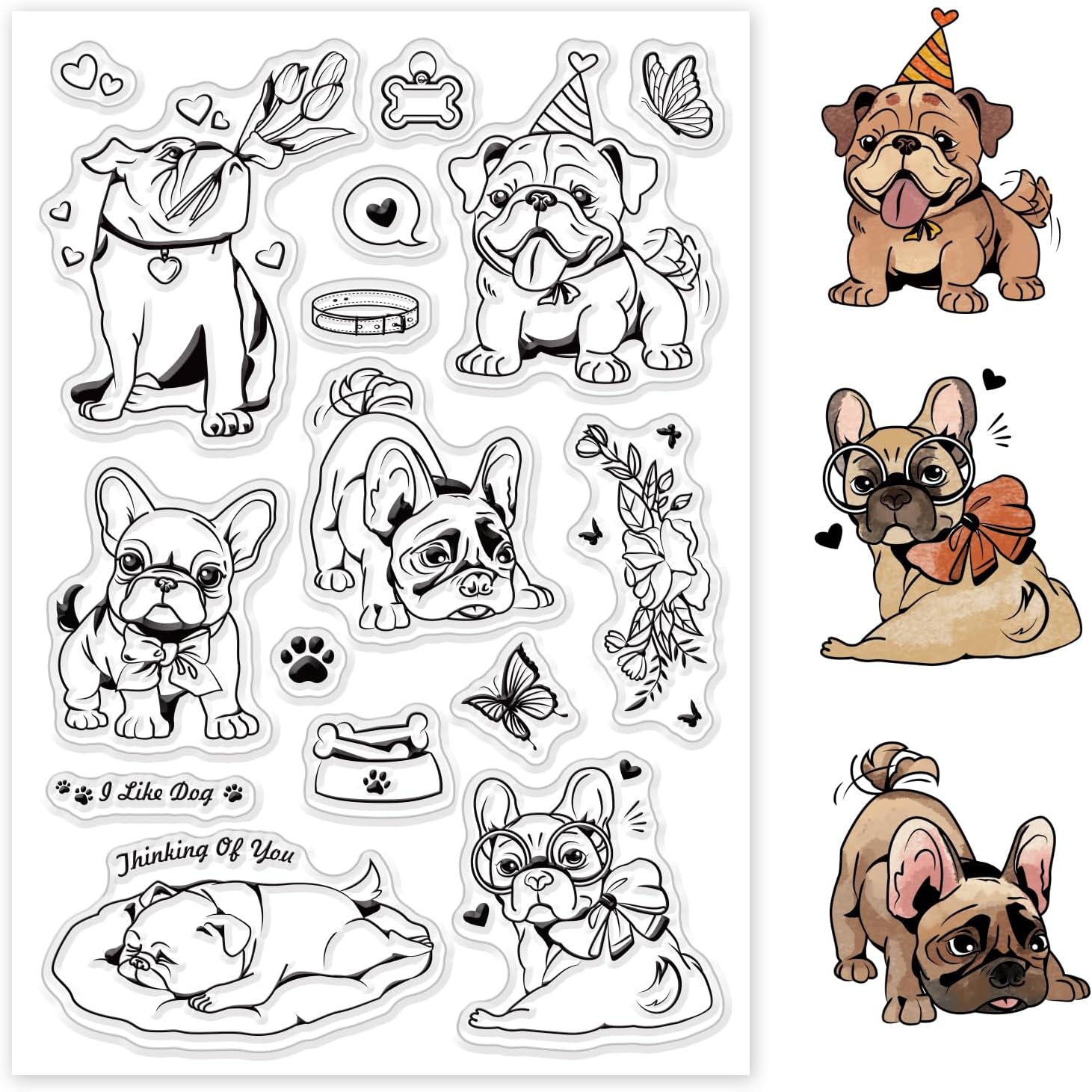 Amazon.com: GLOBLELAND French Bulldog Dogs Clear Stamps Animals Puppy ...