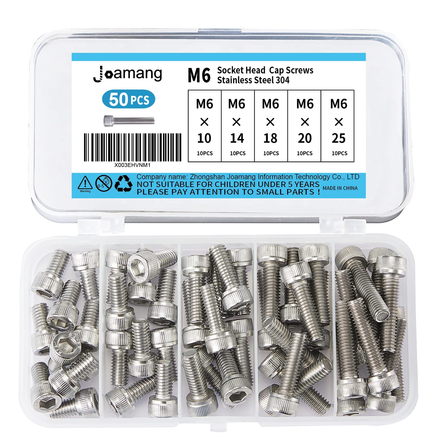 Joamang M6 x 10mm 14mm 18mm 20mm 25mm Socket Head Cap Screws Bolts ...