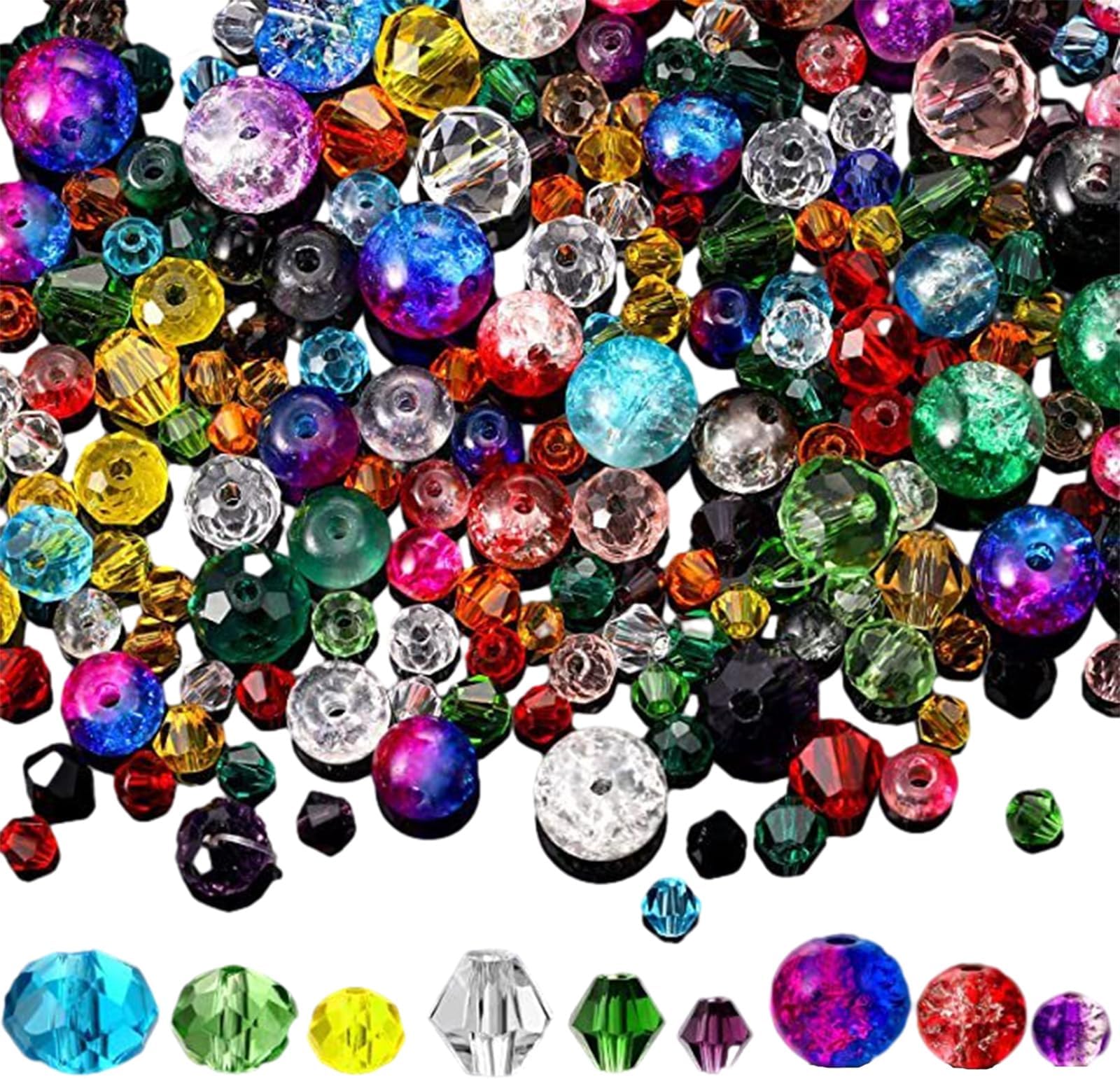 400 Pieces Enchanted Forest Rondelle Glass Crystal Bead Mix Silver Rose ...
