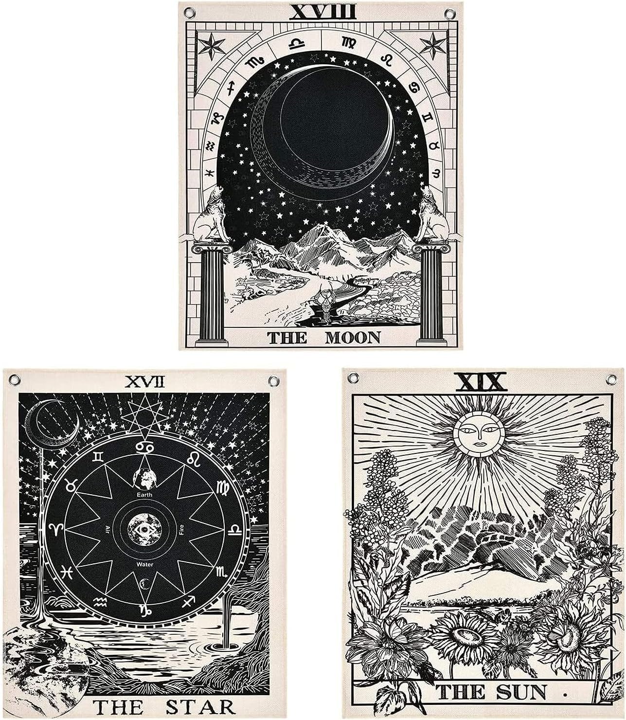 Amazon.com: Bless International Tarot Flag Tapestry - The Sun, The Moon ...
