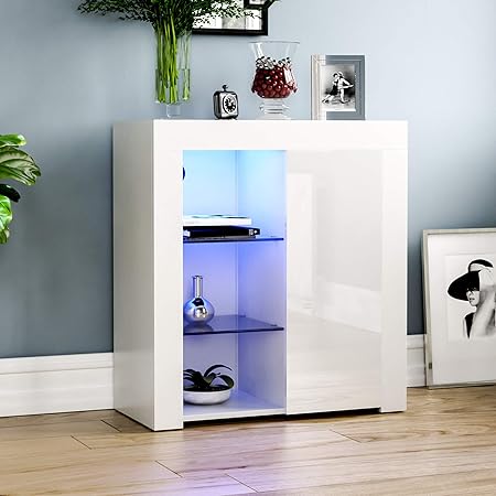 Vida Designs Nova 2 Door Modern LED Sideboard in White, RGB Lights ...