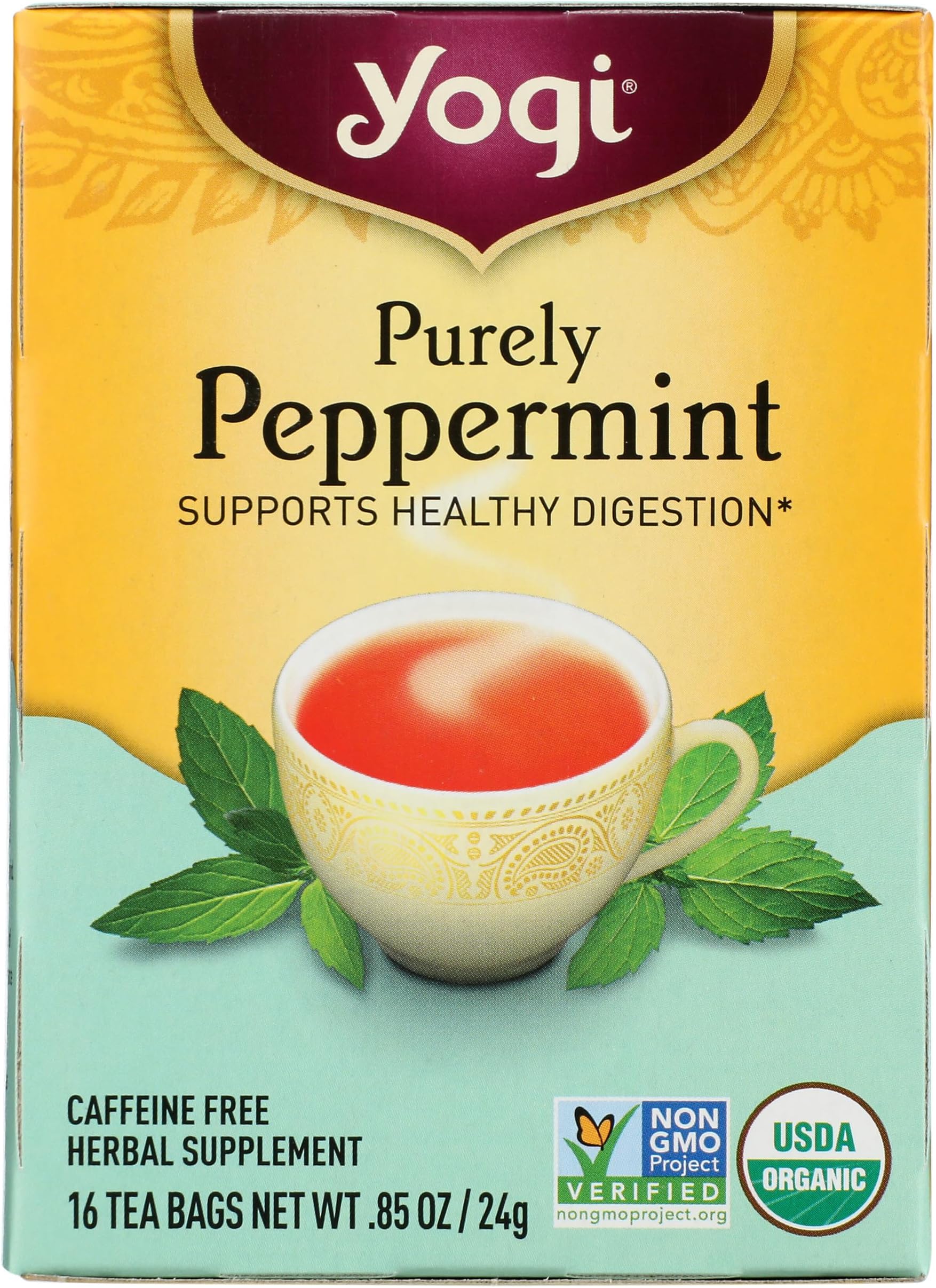 Amazon.com : Yogi Purely Peppermint Tea 16BAGS NET WT 0.85OZ (24G ...