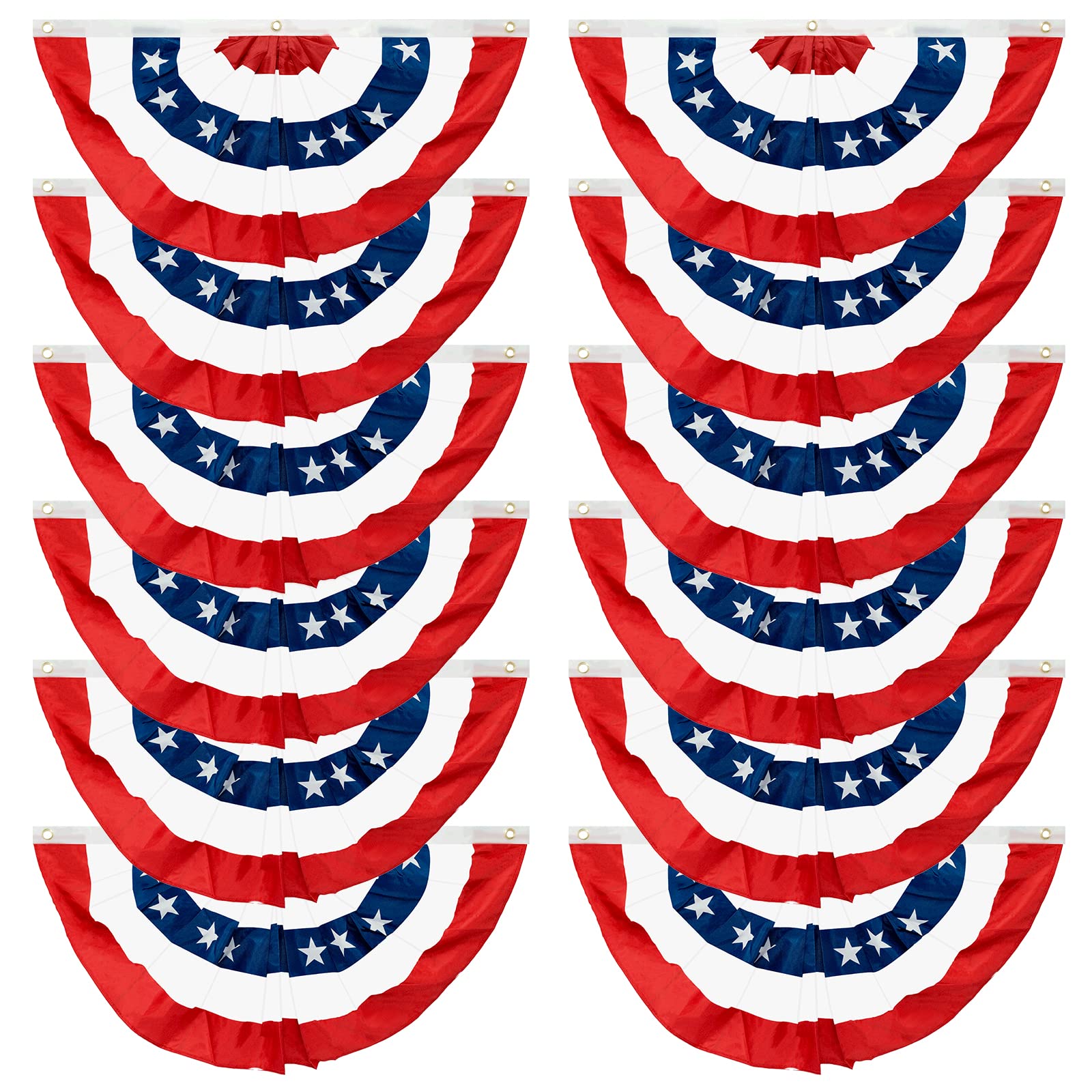 Amazon.com : 12 Pcs American Pleated Fan Flags Set - US Half Bunting ...