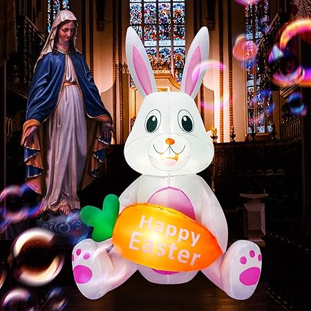 Amazon.com: ATDAWN 5 ft Easter Inflatable Bunnies with Giant Carrot ...
