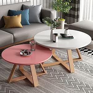 Amazon.com: Nesting Coffee Tables - Round Small Tables Set of 2 End Tables for Living Room ...