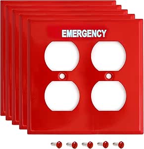 Amazon.com: (5 Pack) Emergency Red Outlet Covers, Duplex Receptacle ...