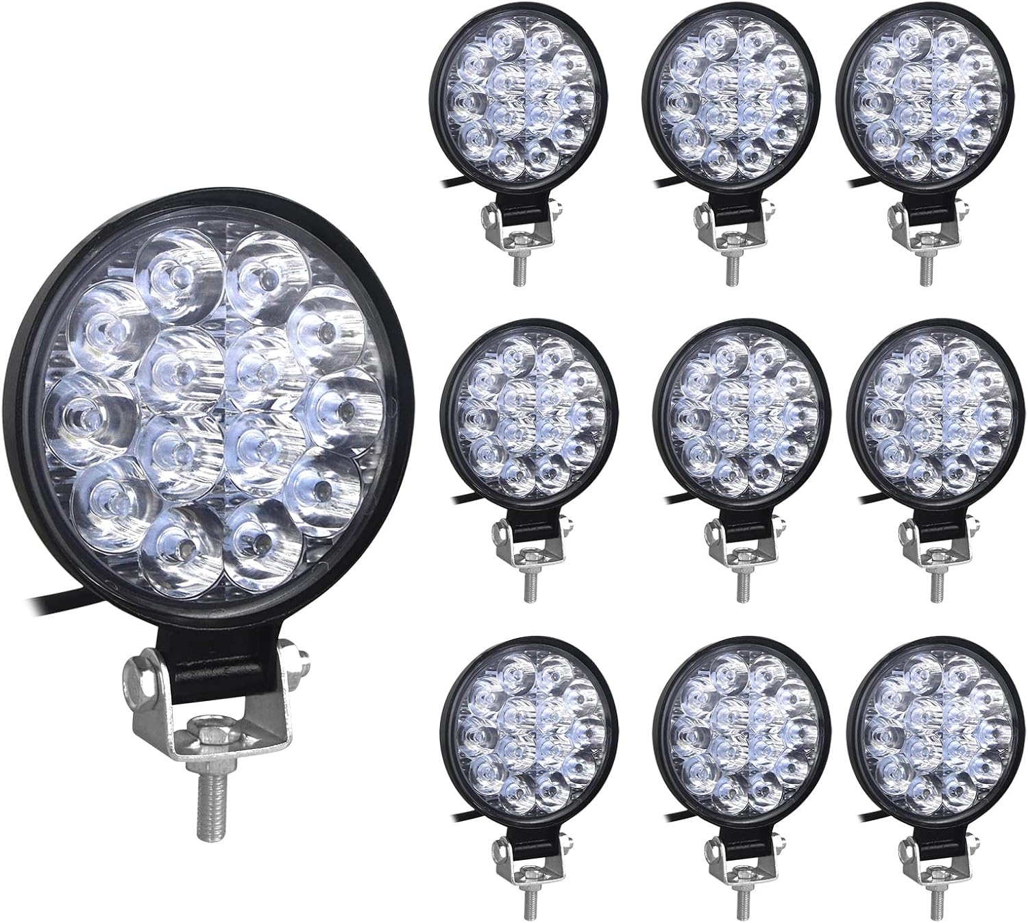 RIGIDON 10 Pcs Mini Faro da Lavoro Led, 3.2 Pollici 42W Spot Luci di Lavoro a Led, Fari di ...