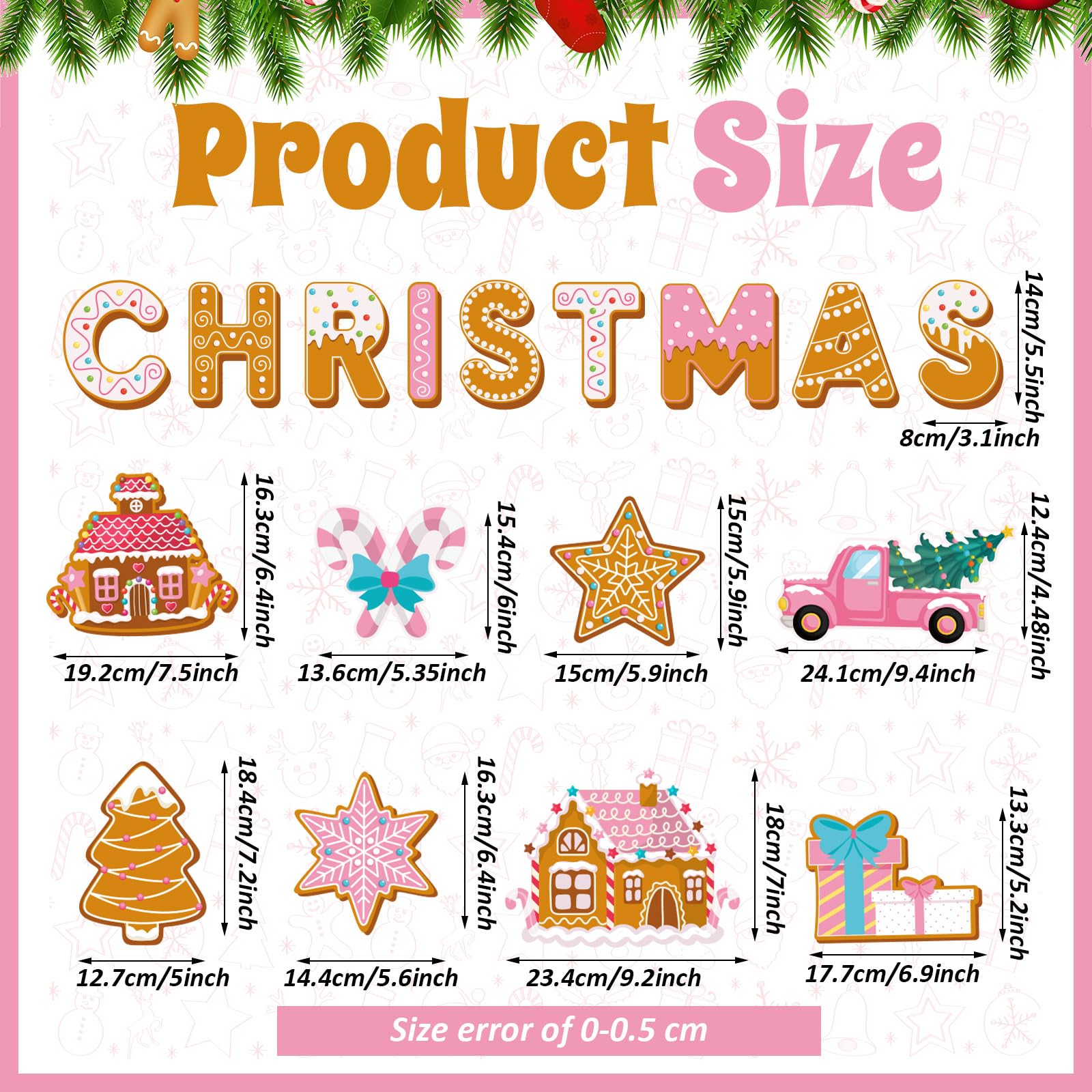 Snapklik.com : 54 Pcs Christmas Bulletin Board Set Pink Gingerbread Man ...
