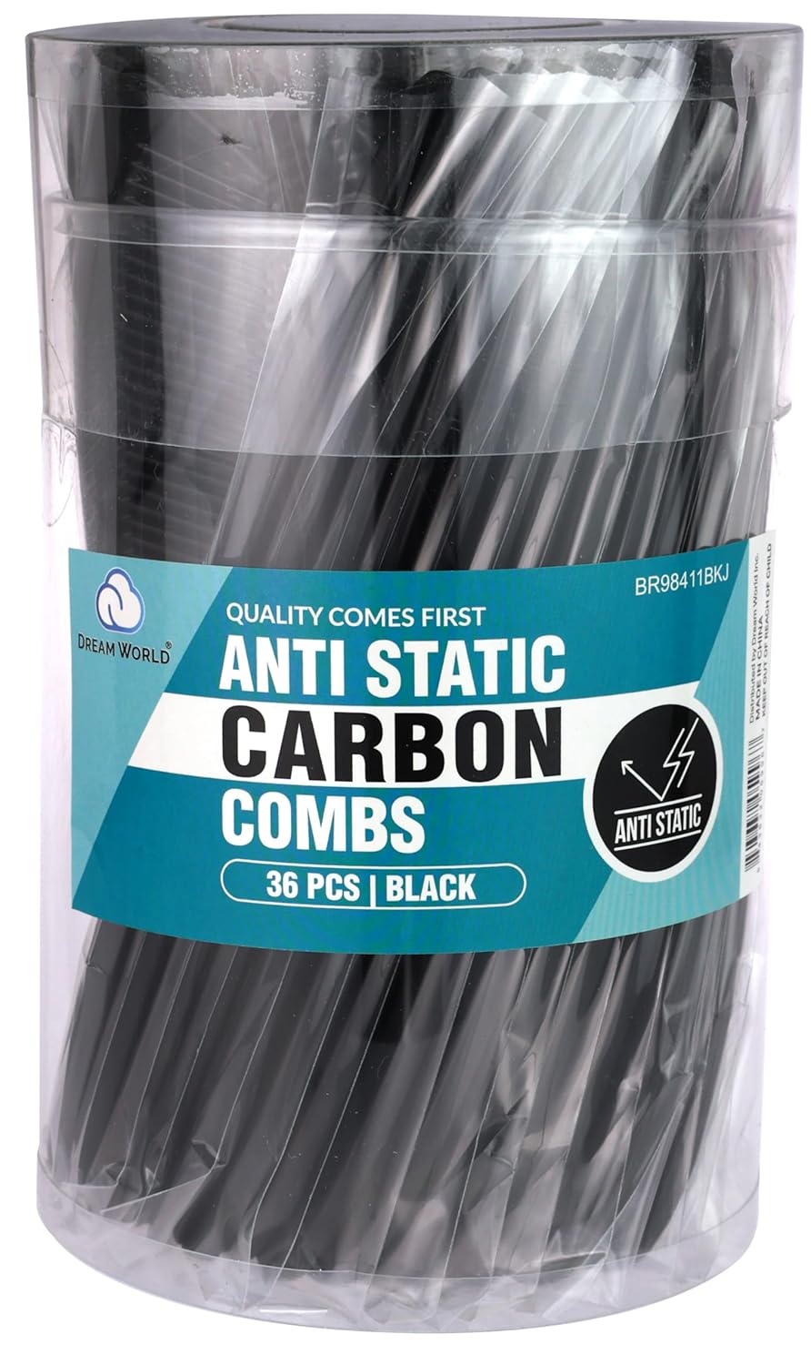 Amazon.com : Dream World Anti Static Curved Carbon Combs Black 36 Pcs ...